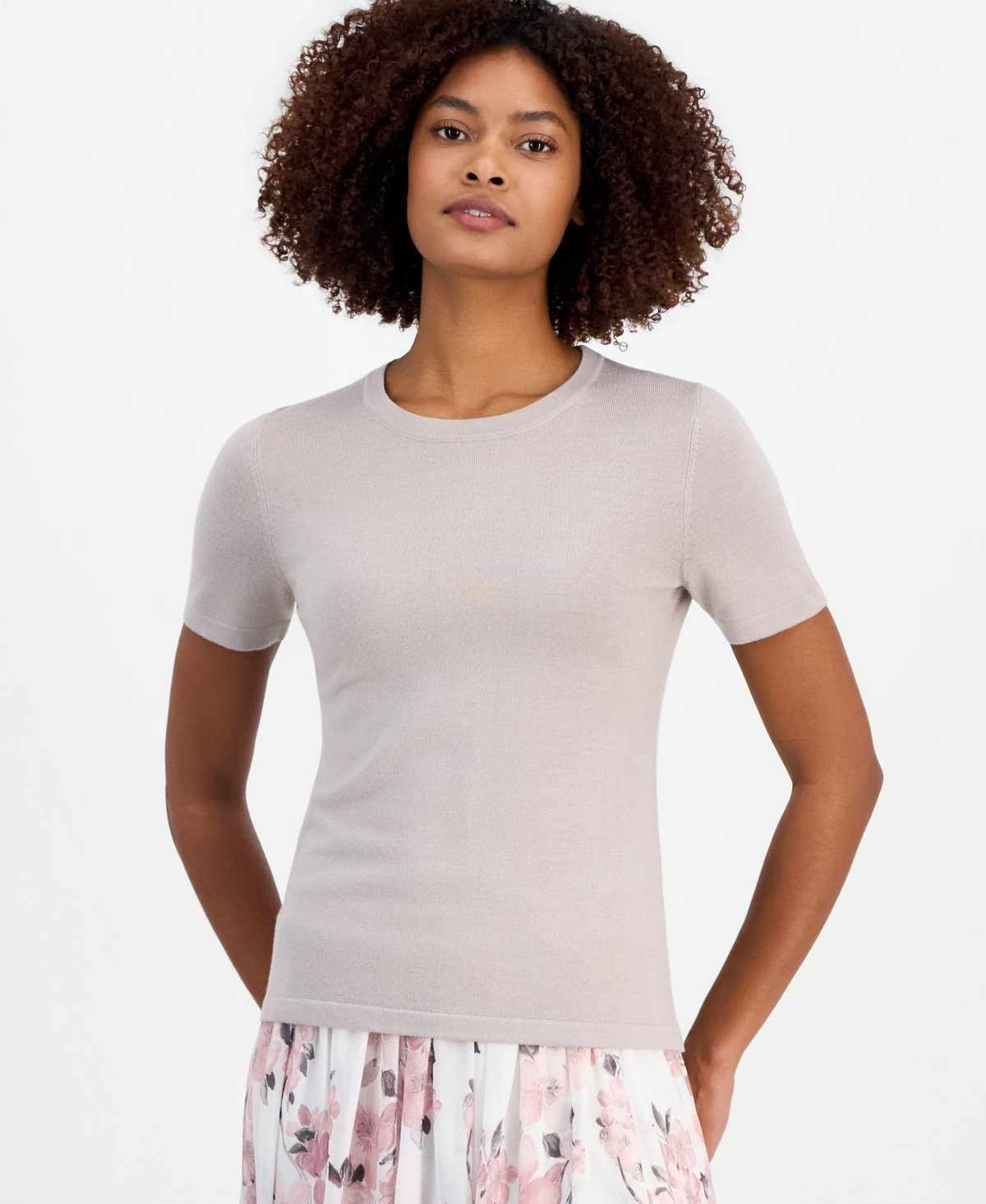 Click here for Anne Klein Womens Merino Wool Short-Sleeve Sweater... prices