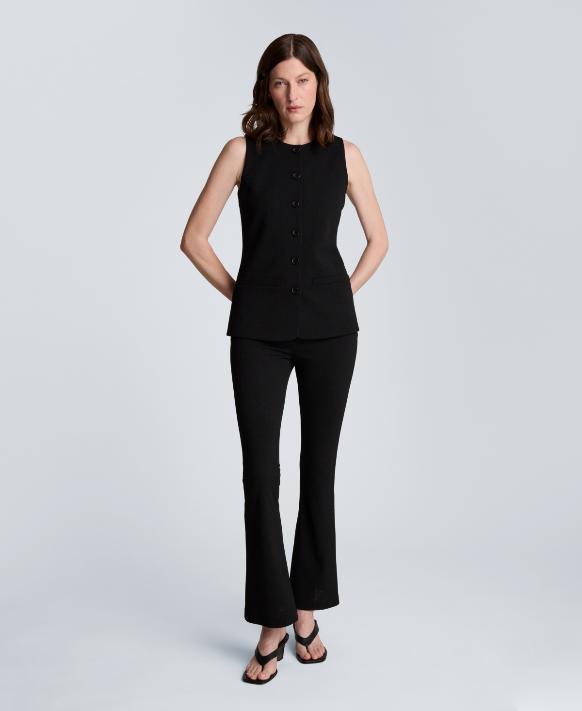 Click here for Kenneth Cole Womens Longline Crewneck Vest - Black prices