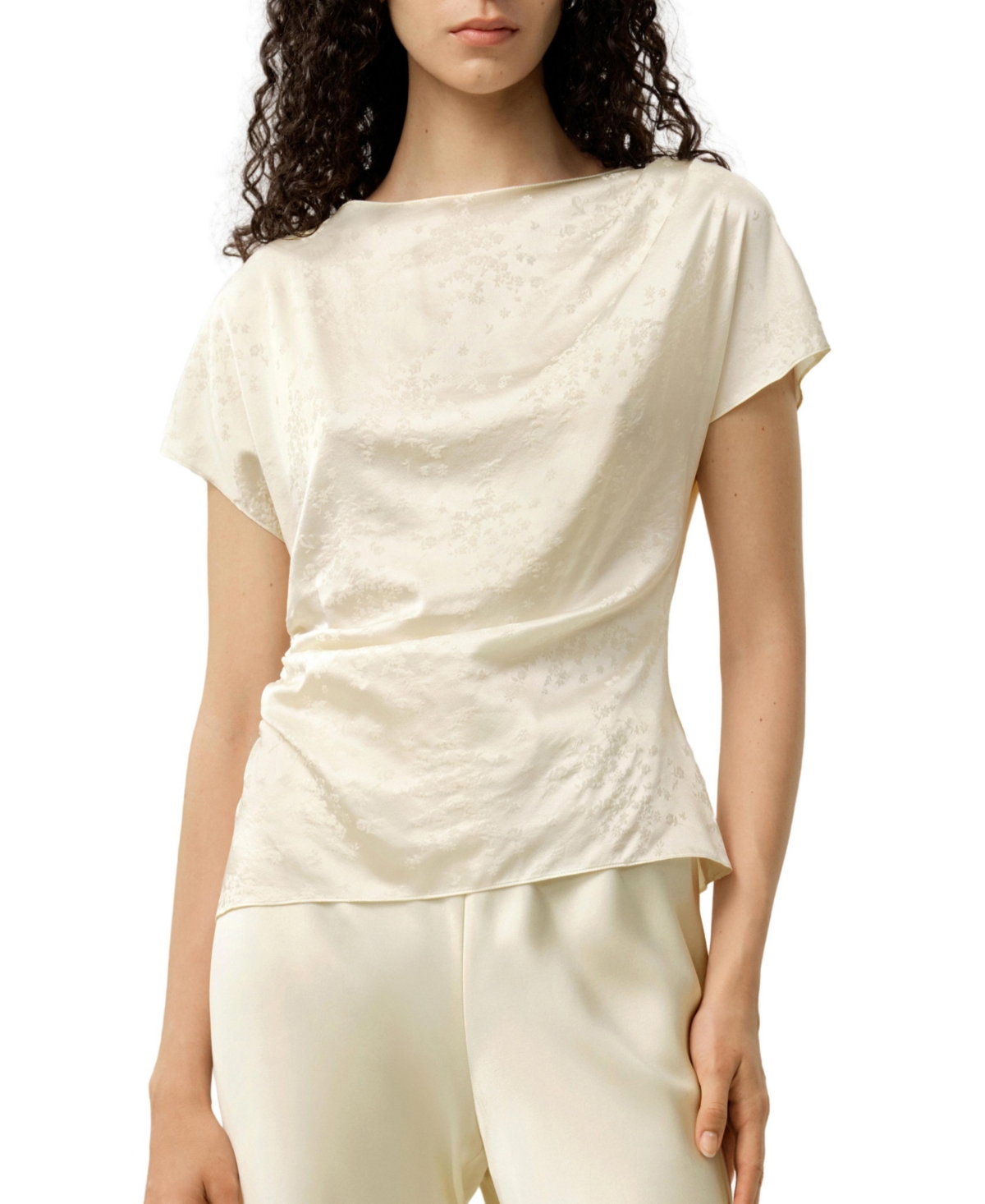 Click here for Lilysilk Womens Ying Jacquard Silk Top - Lily whit... prices