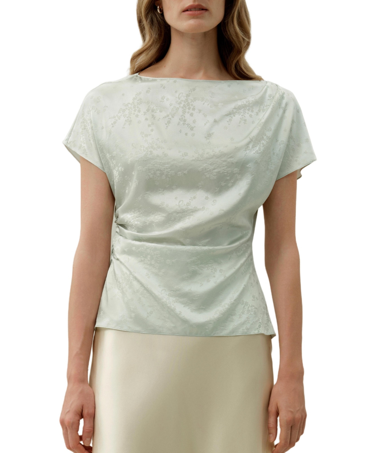 Click here for Lilysilk Womens Ying Jacquard Silk Top - Jade gree... prices