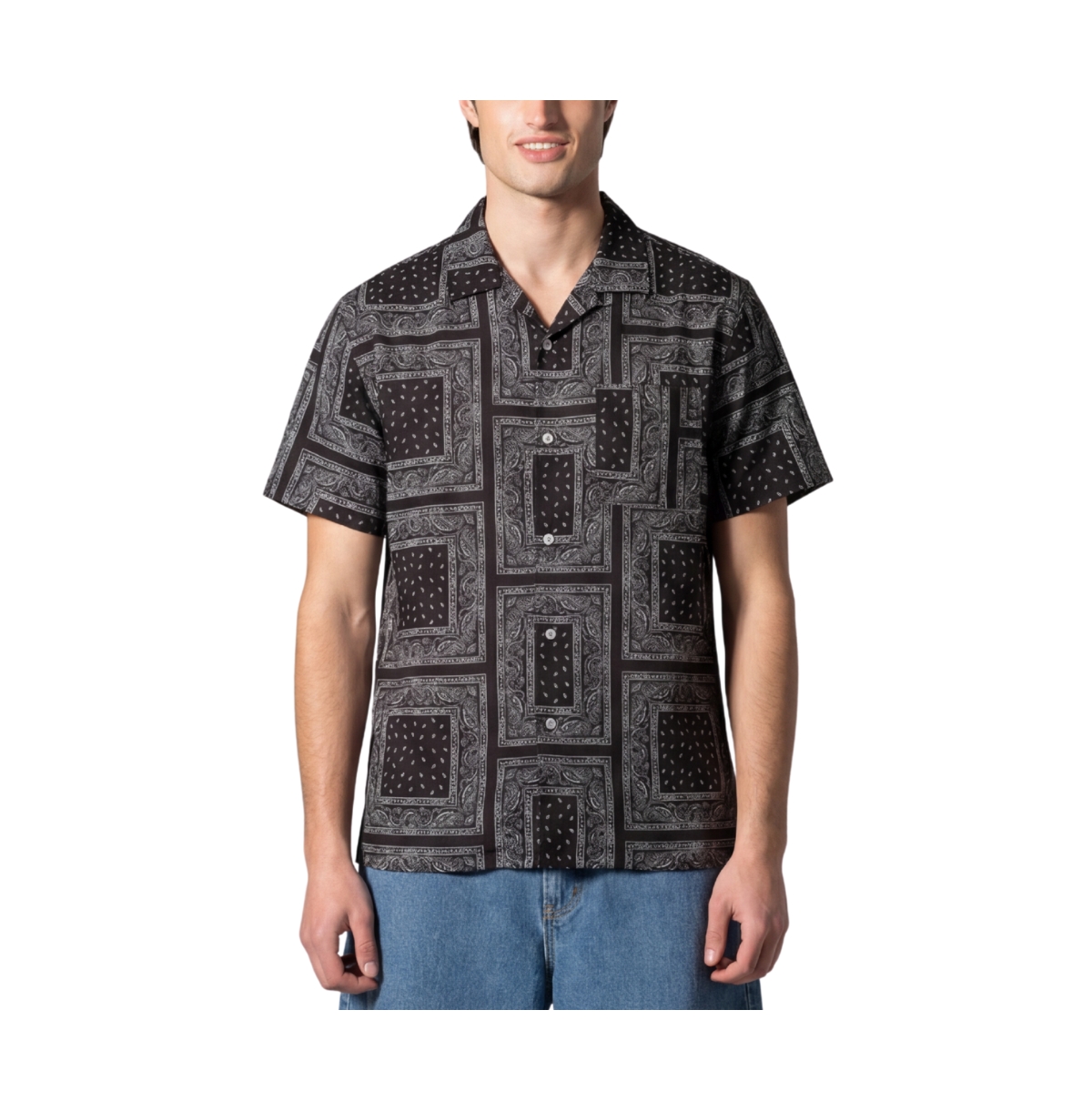 Click here for WeSC Mens Bandana Camper Shirt - Black prices