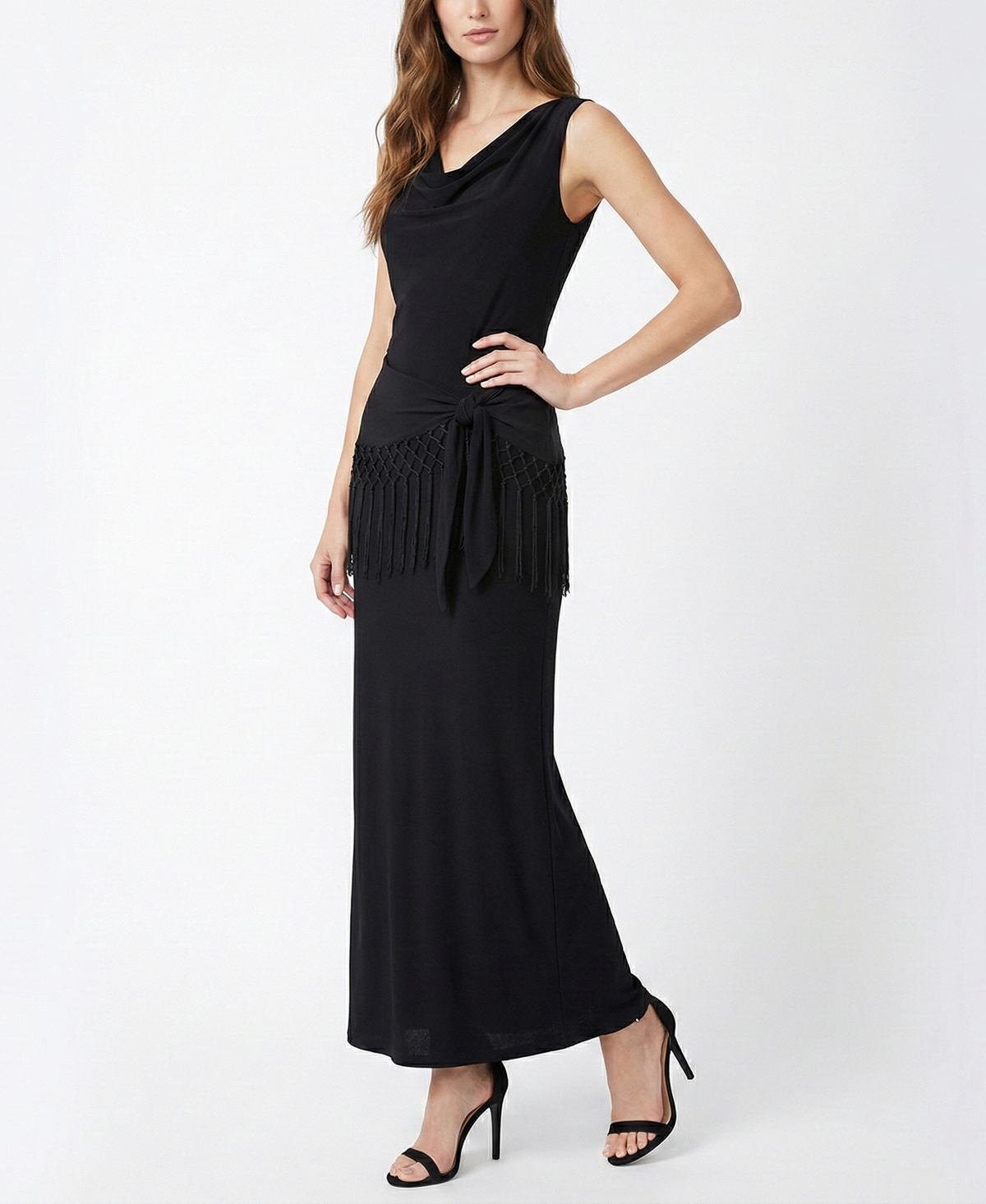 Click here for Taylor Womens Fringe Detail Peplum Cowl Neck Fit &... prices