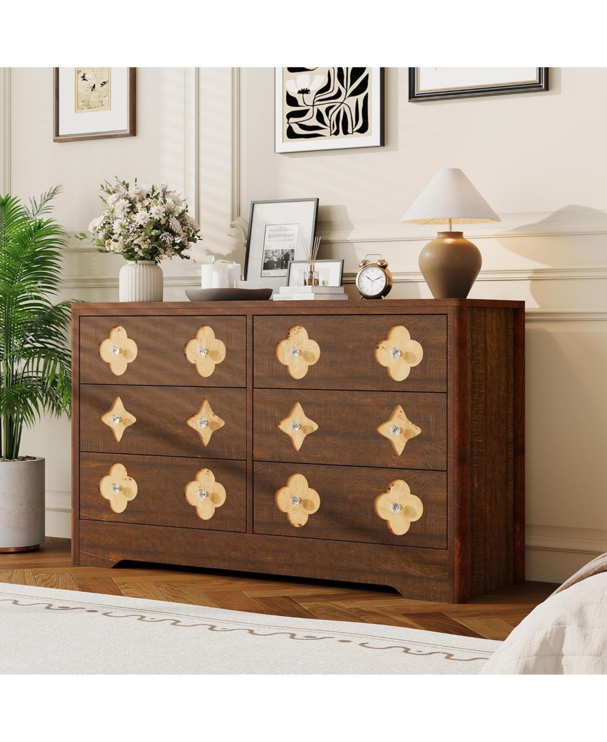 Click here for gaomon 6 Drawer Wide Dresser  Boho Wooden Chest wi... prices