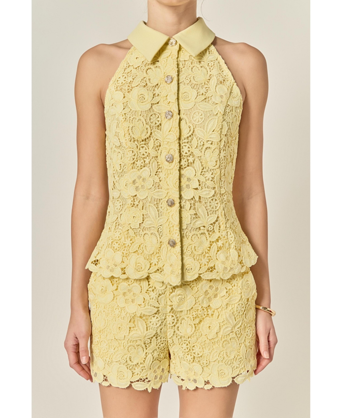 Click here for English Factory Womens Floral Lace Halter Top - Bu... prices