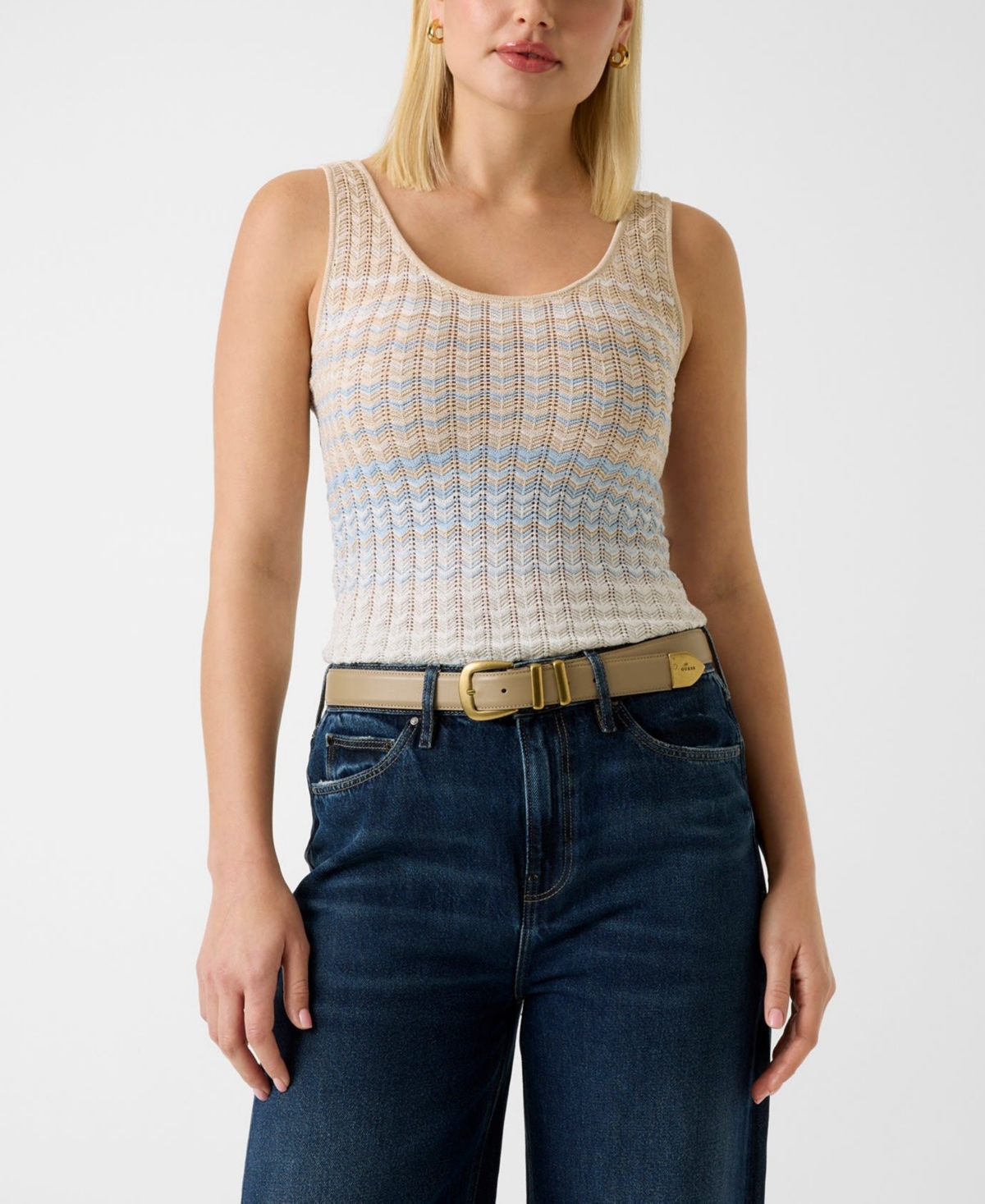 Click here for Guess Womens Sleeveless Scoop Neck Tank Top Sweate... prices