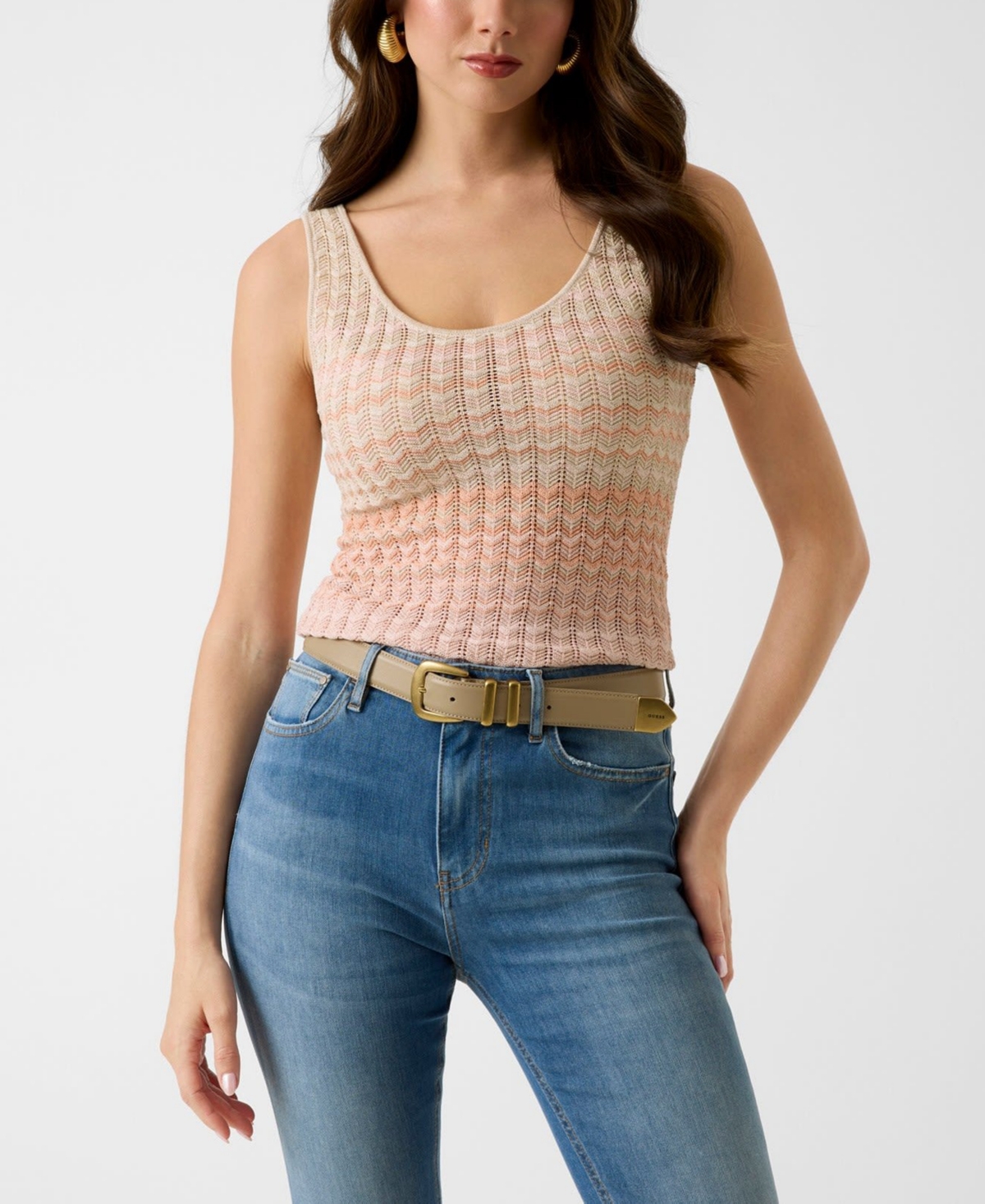 Click here for Guess Womens Sleeveless Scoop Neck Tank Top Sweate... prices