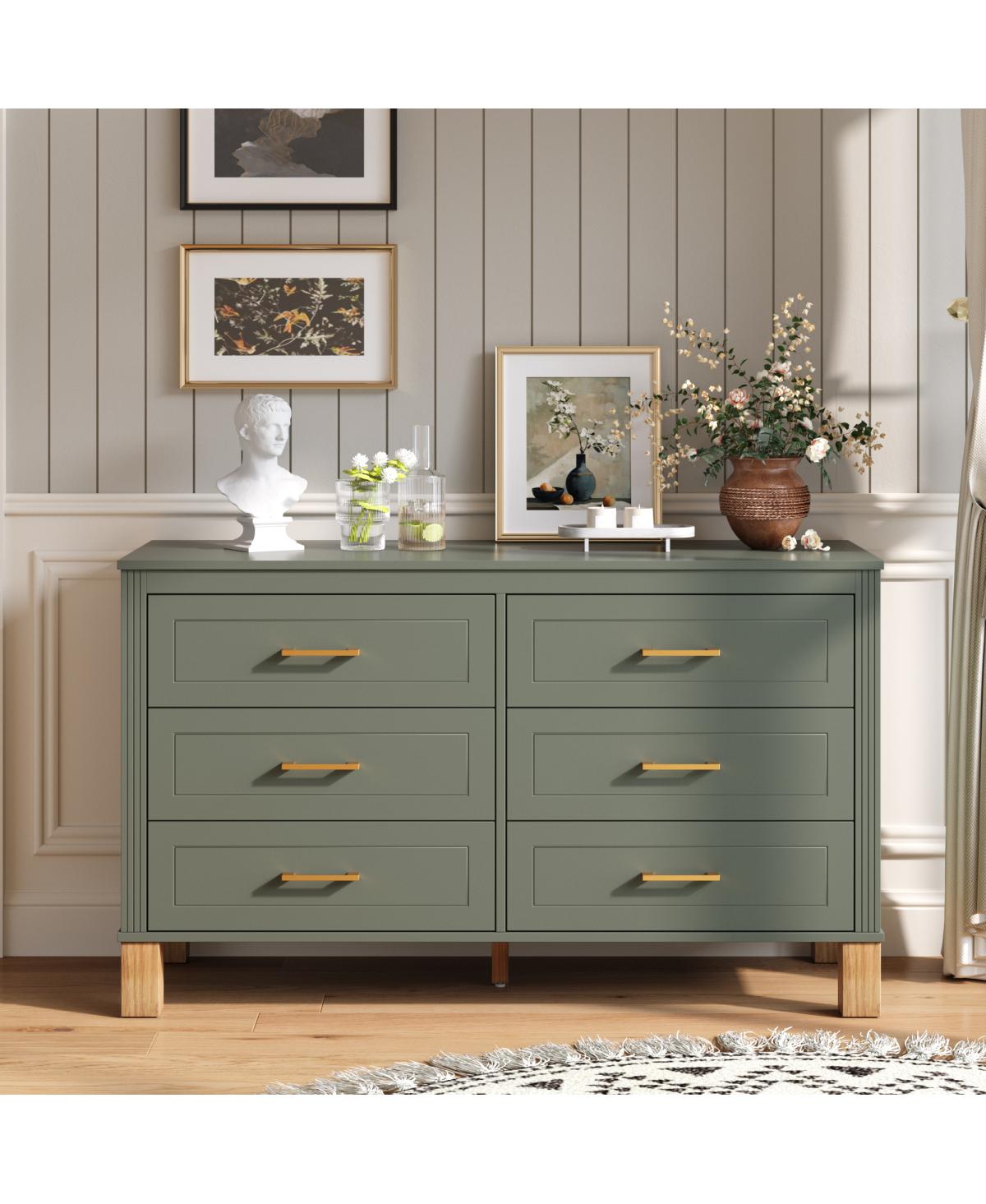 Click here for Streamdale 6-Drawer Dresser with Metal Handles & S... prices