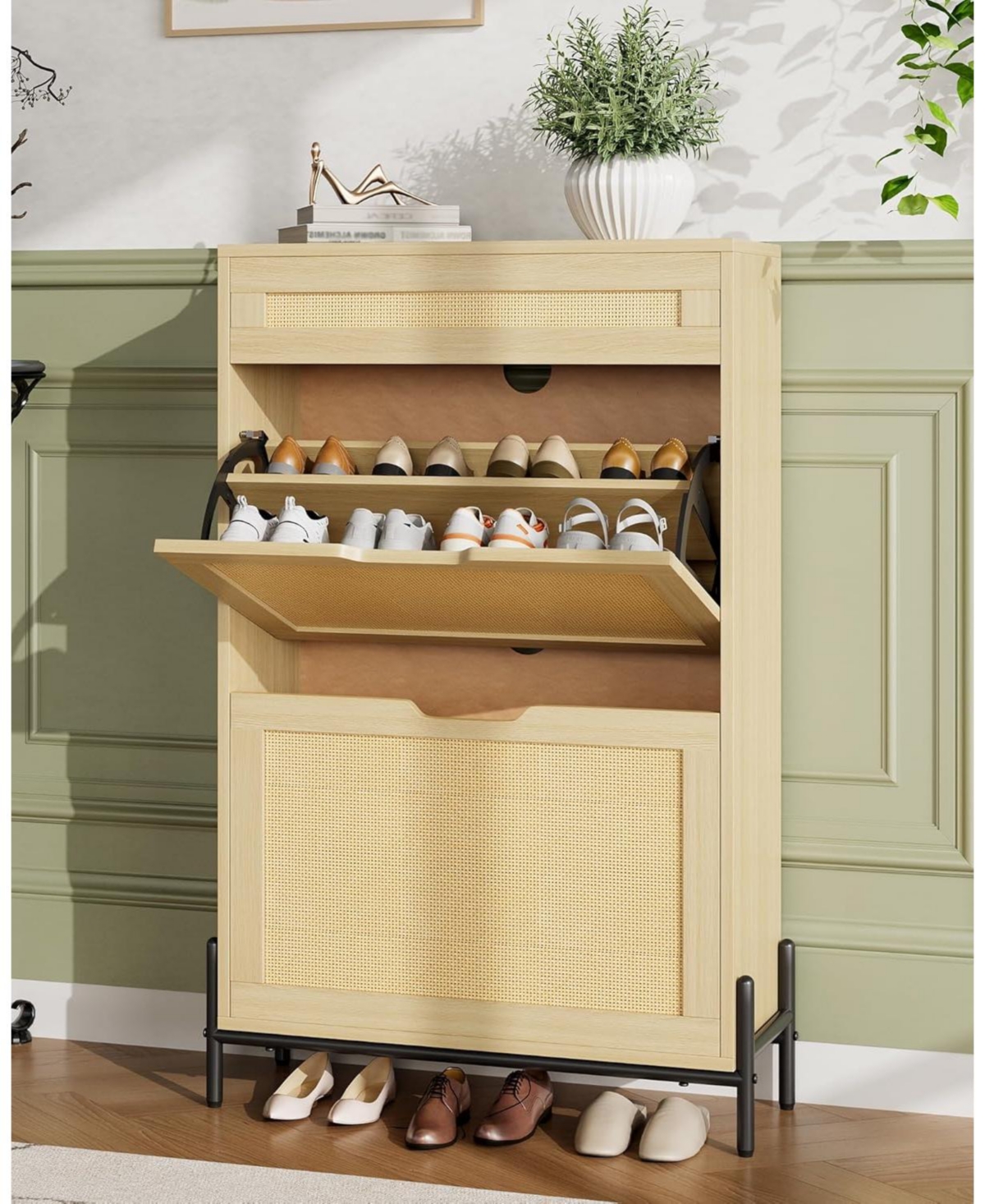 Click here for Gaomon Rattan Shoe Cabinet Storage with 2 Flip Dra... prices