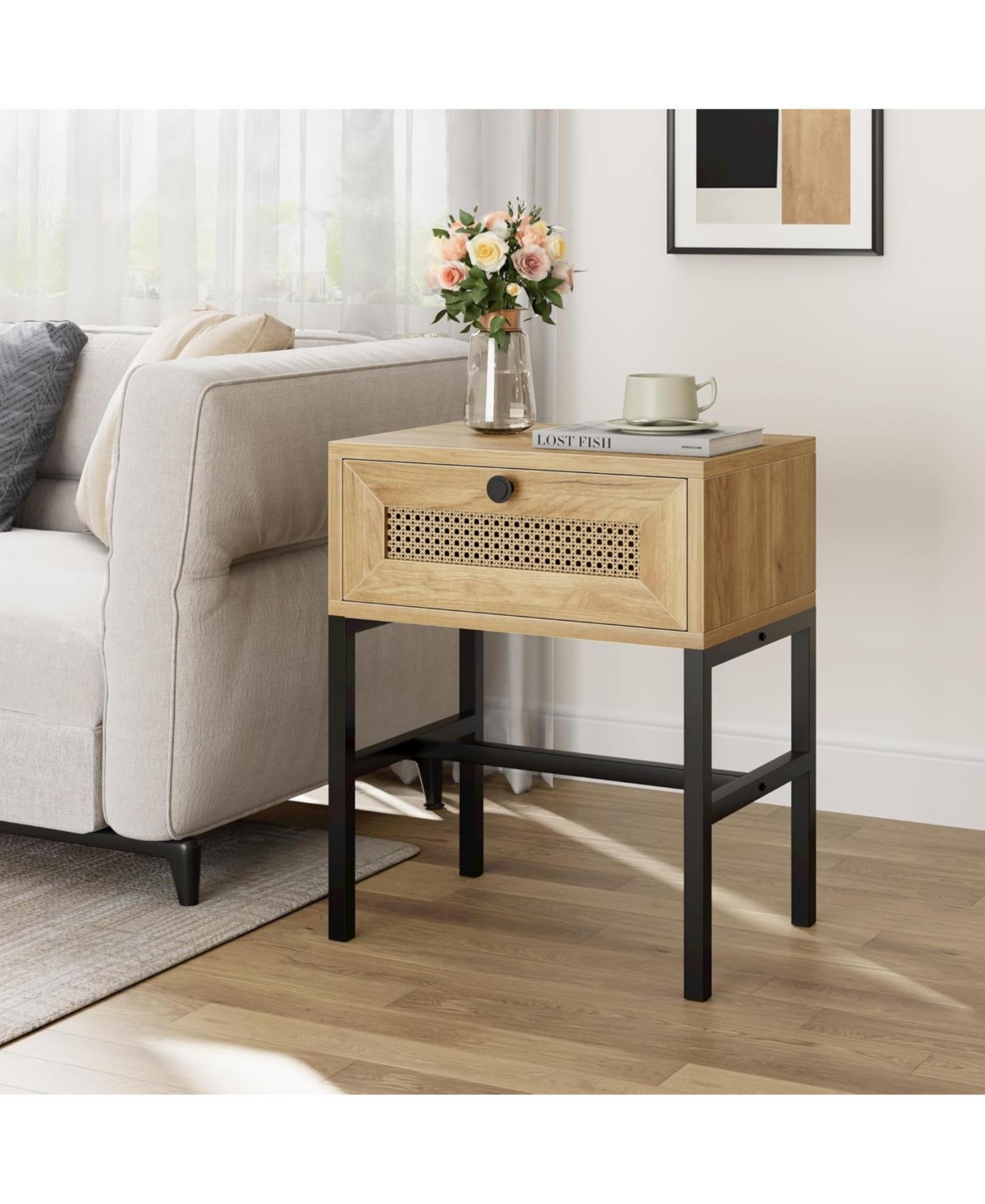 Click here for gaomon Nightstand with Rattan Drawer  Rattan End T... prices