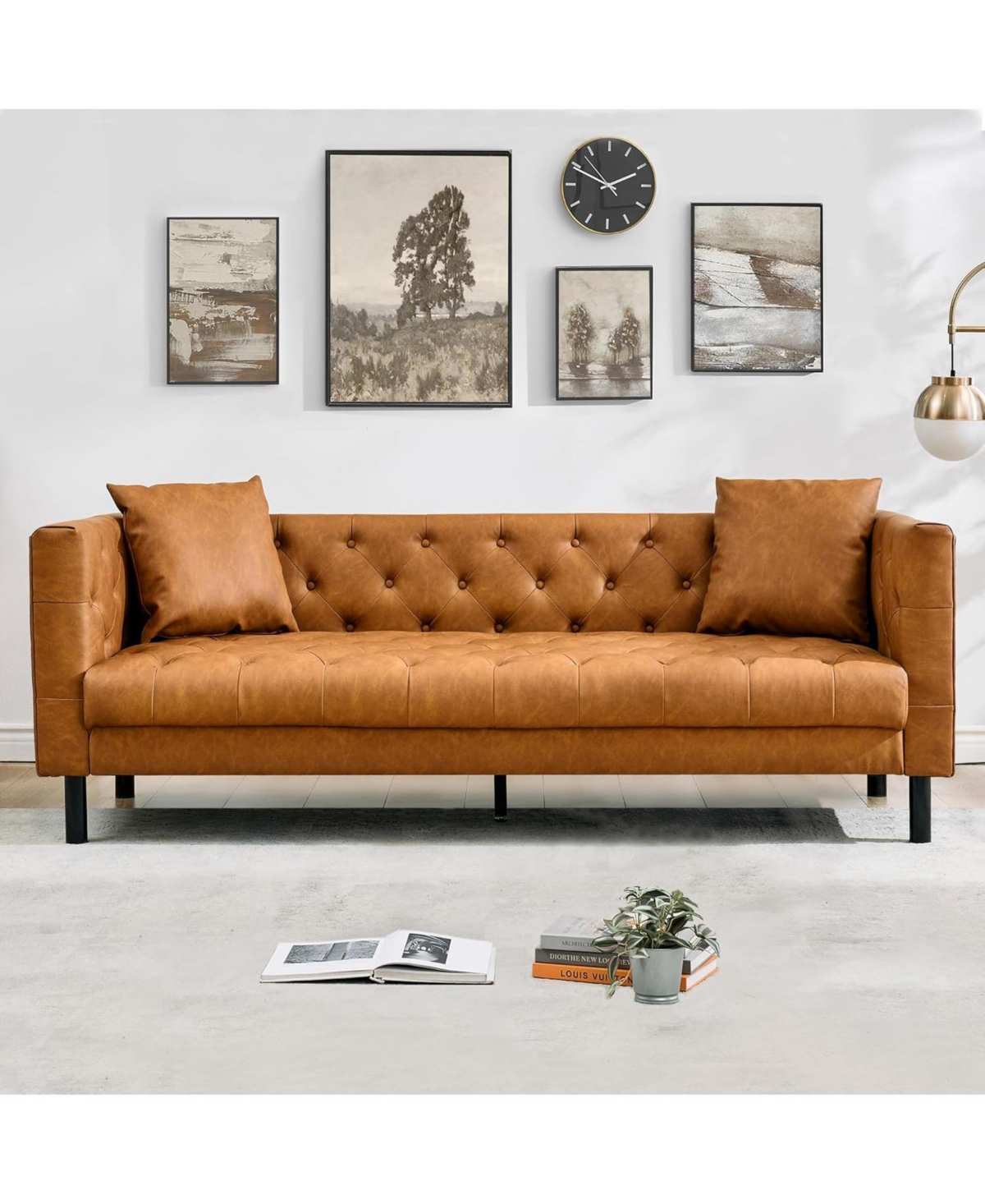 Click here for gaomon Mid-Century Modern Leather Sofa for Living... prices