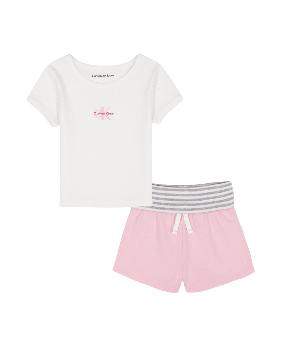 Click here for Calvin Klein Girls 2T-6X Ribbed Logo T-Shirt and F... prices