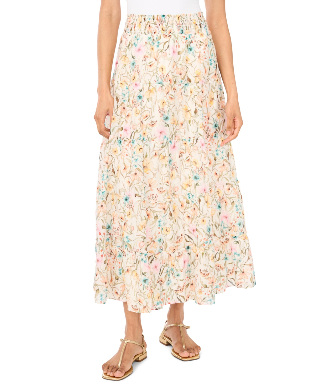 Click here for Vince Camuto Womens Tiered Smocked Waist Maxi Skir... prices