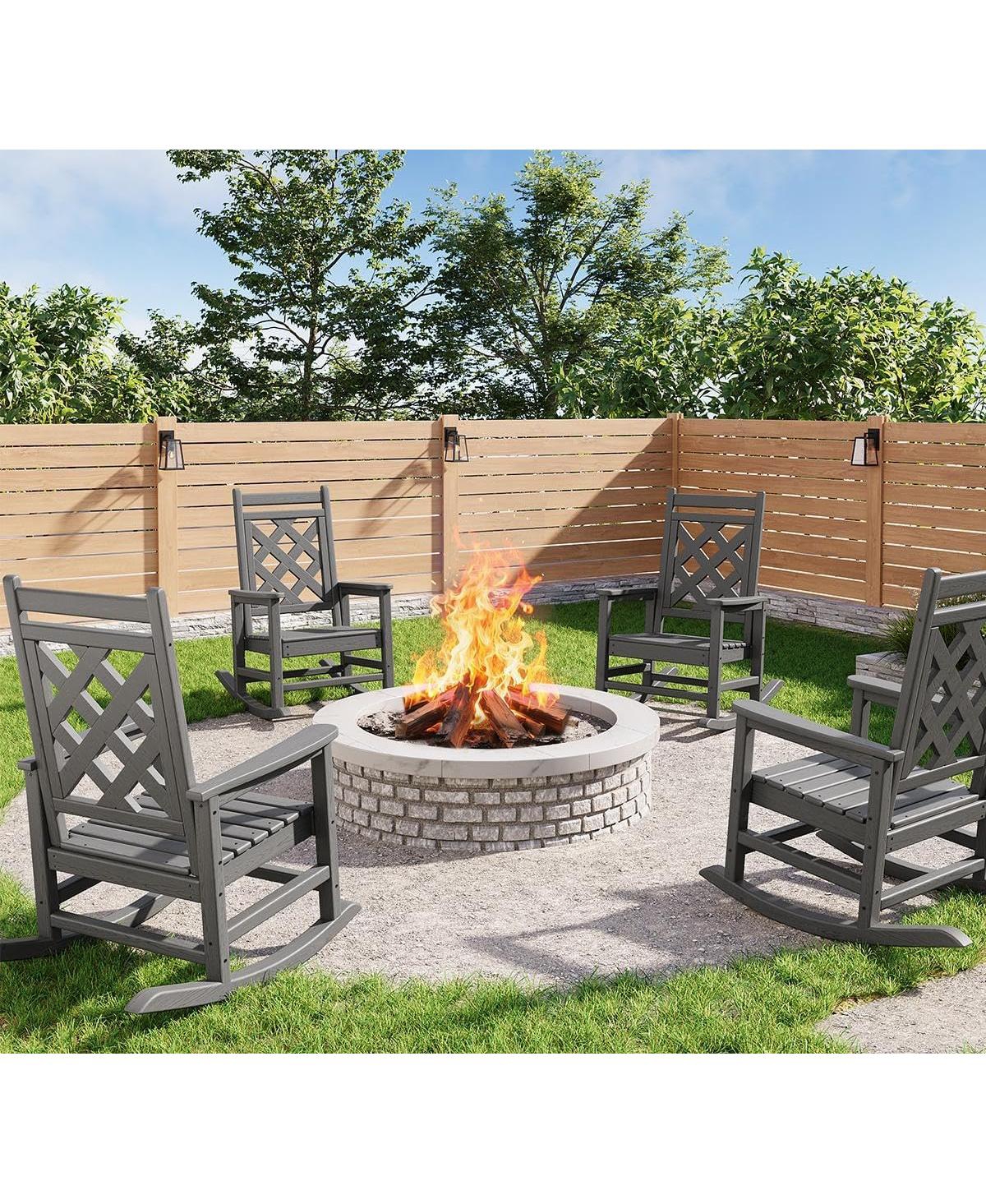 Click here for gaomon Outdoor Rocking Chair Set of 4  Hdpe Weathe... prices