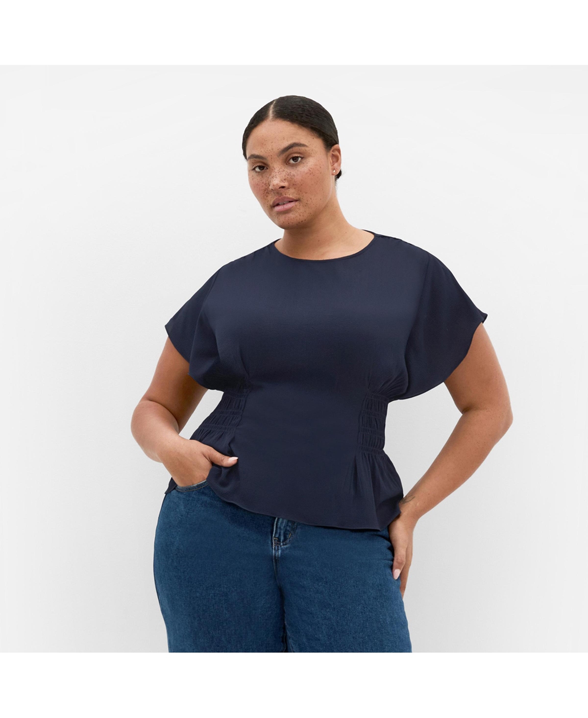 Click here for City Chic Womens Zara Flutter Top - Navy prices