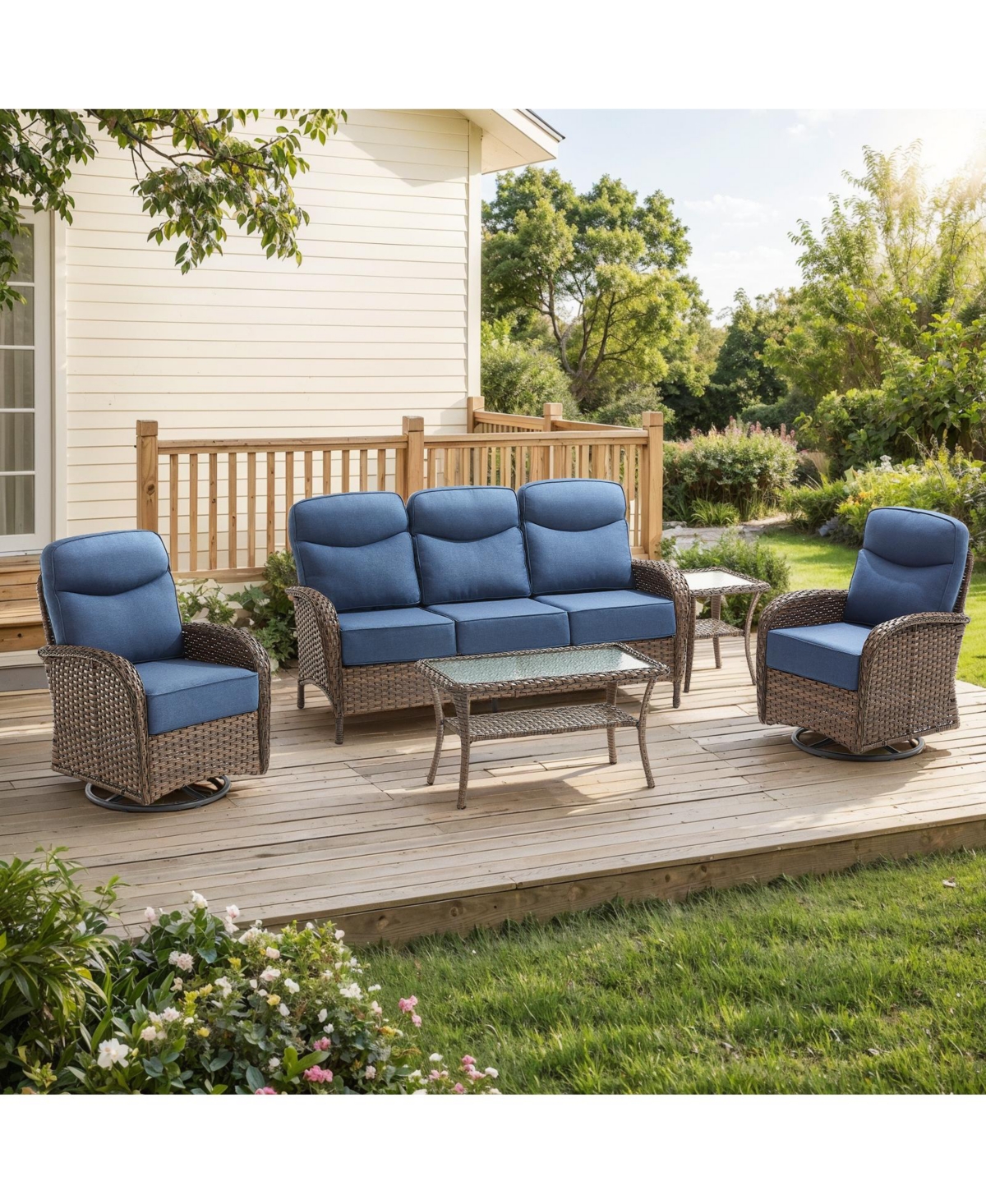 Click here for Gymojoy 5-Piece Brown Wicker Patio Conversation Se... prices