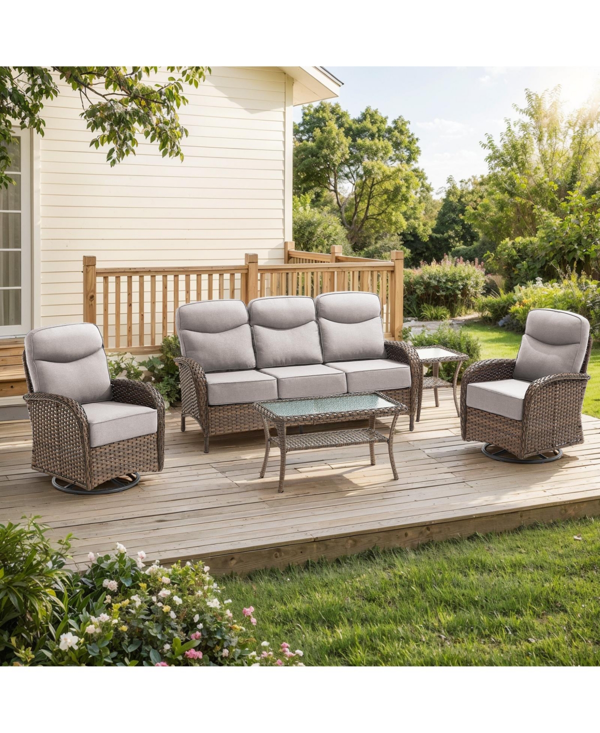 Click here for Gymojoy 5-Piece Brown Wicker Patio Conversation Se... prices