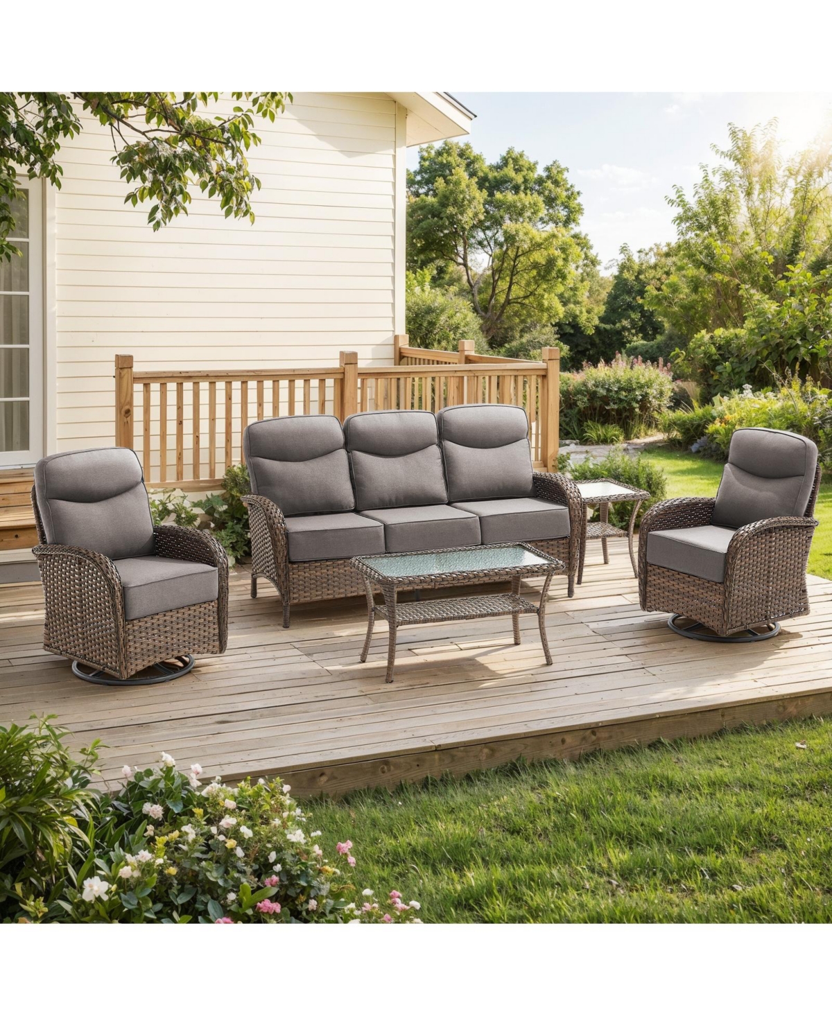 Click here for Gymojoy 5-Piece Brown Wicker Patio Conversation Se... prices