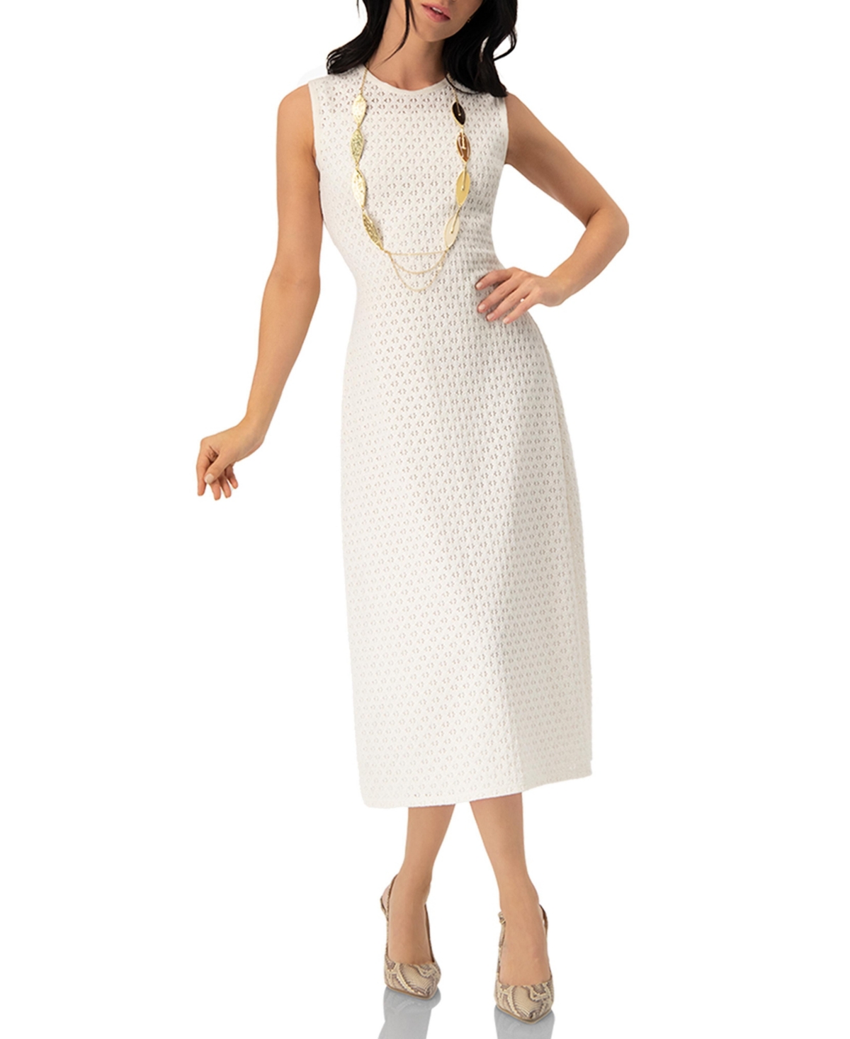 Click here for Ivonne Womens Textured Midi Dress - Natural prices