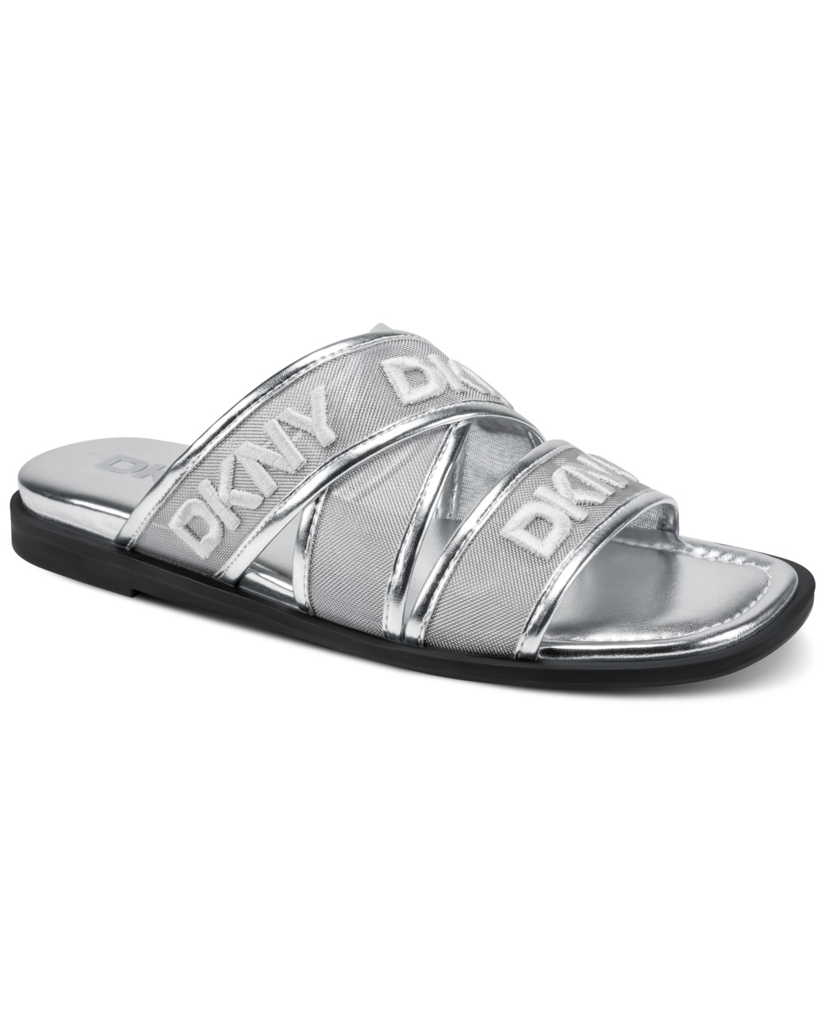 Click here for Dkny Womens Cerelia Slip-On Flat Sandals - Silver prices