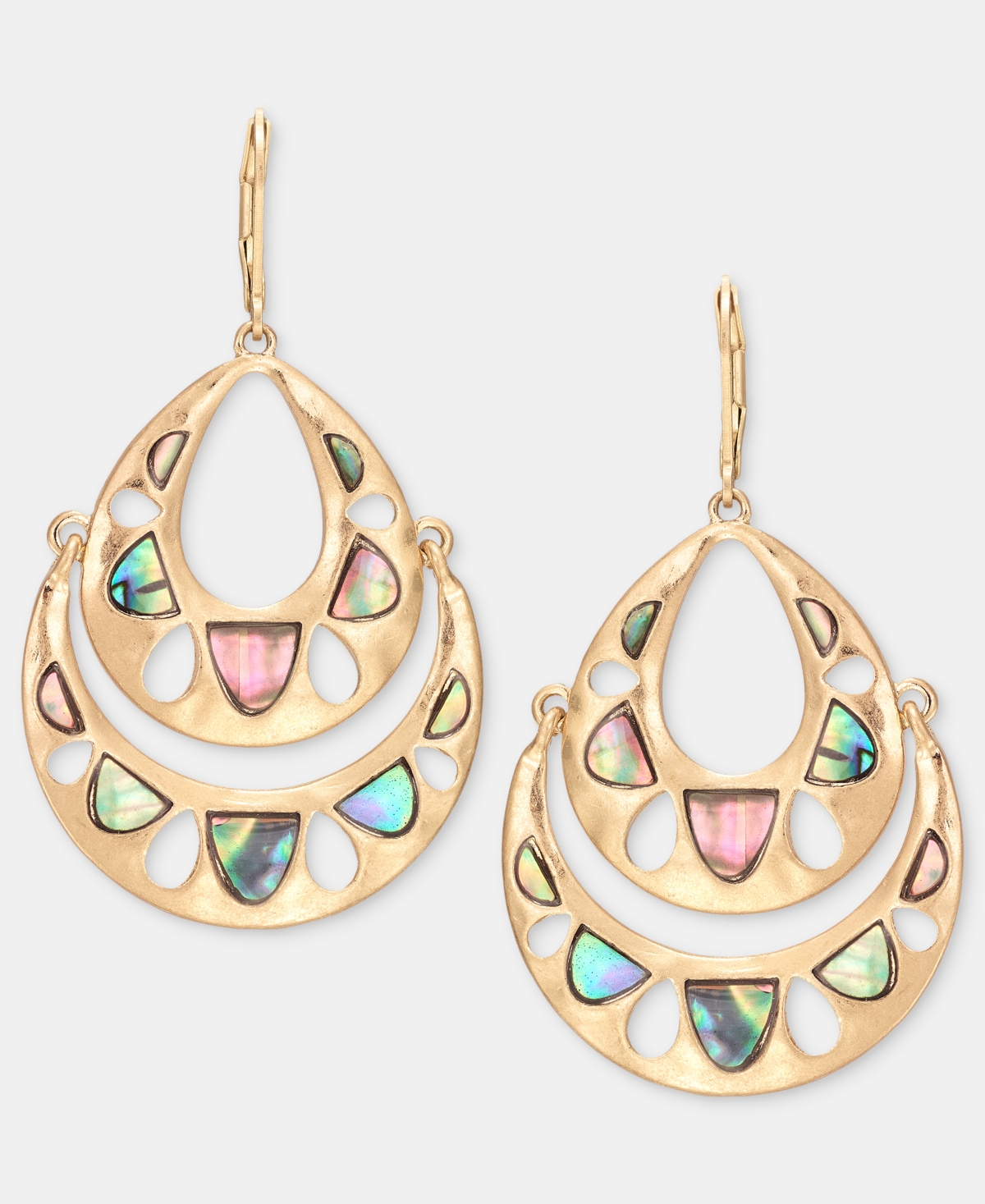 Click here for lonna & lilly Abalone Cutout Layered Drop Earrings... prices