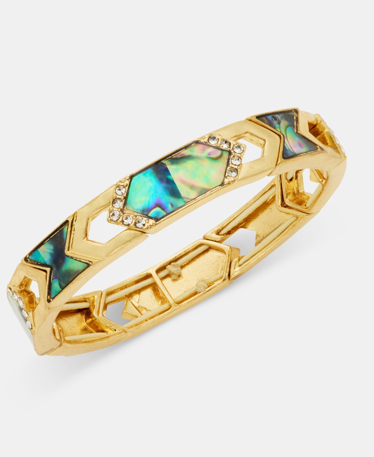 Click here for lonna & lilly Pave & Abalone Cutout Stretch Bracel... prices