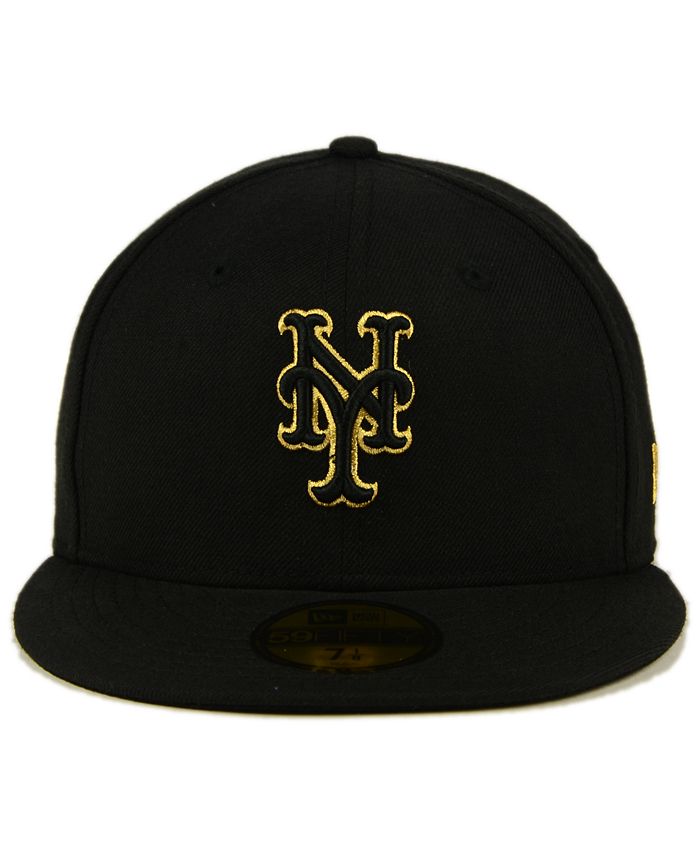 New Era New York Mets Black On Metallic Gold 59FIFTY Fitted Cap - Macy's