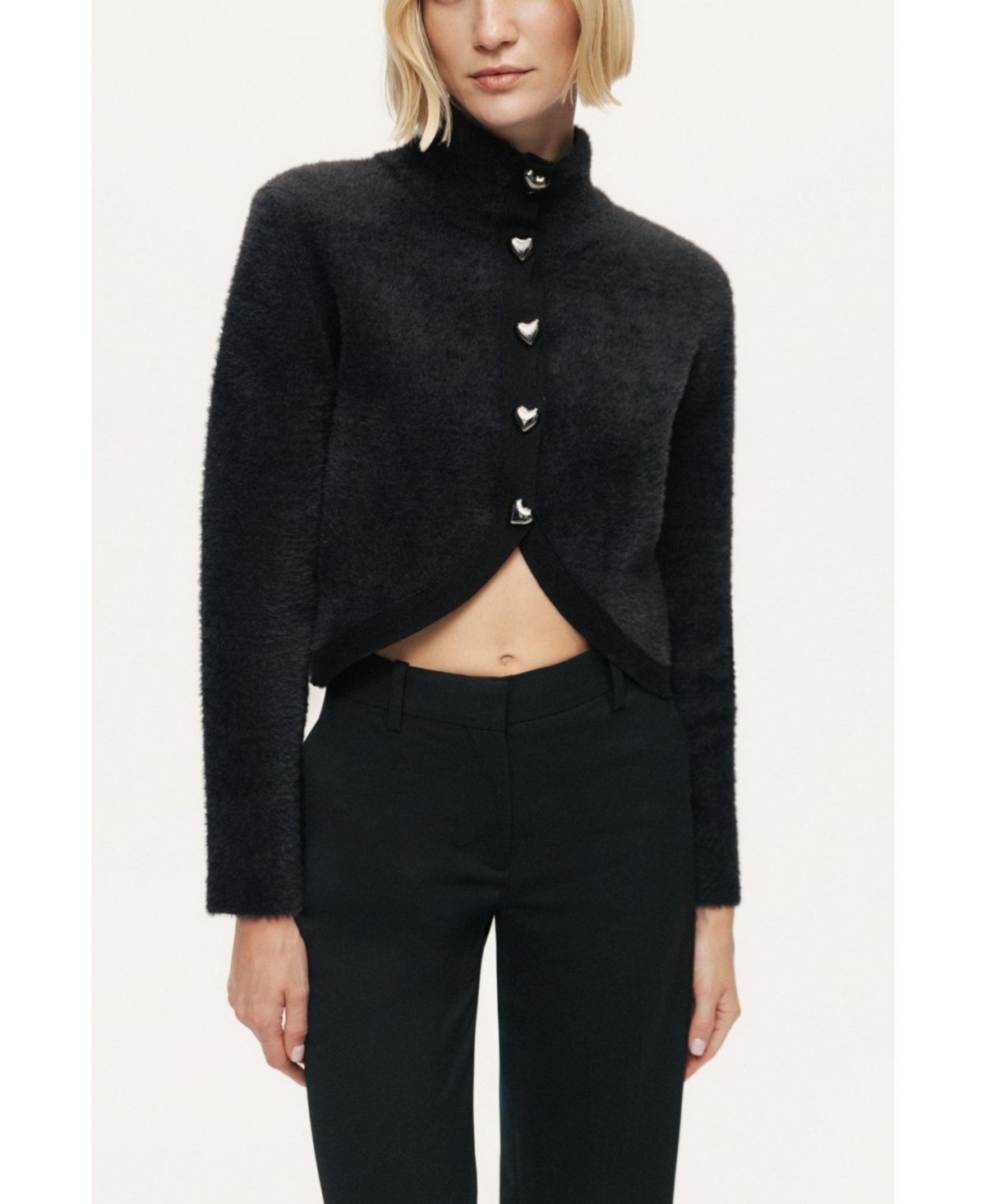 Click here for Nocturne Womens Heart-Button Cutaway Mock-Neck Car... prices