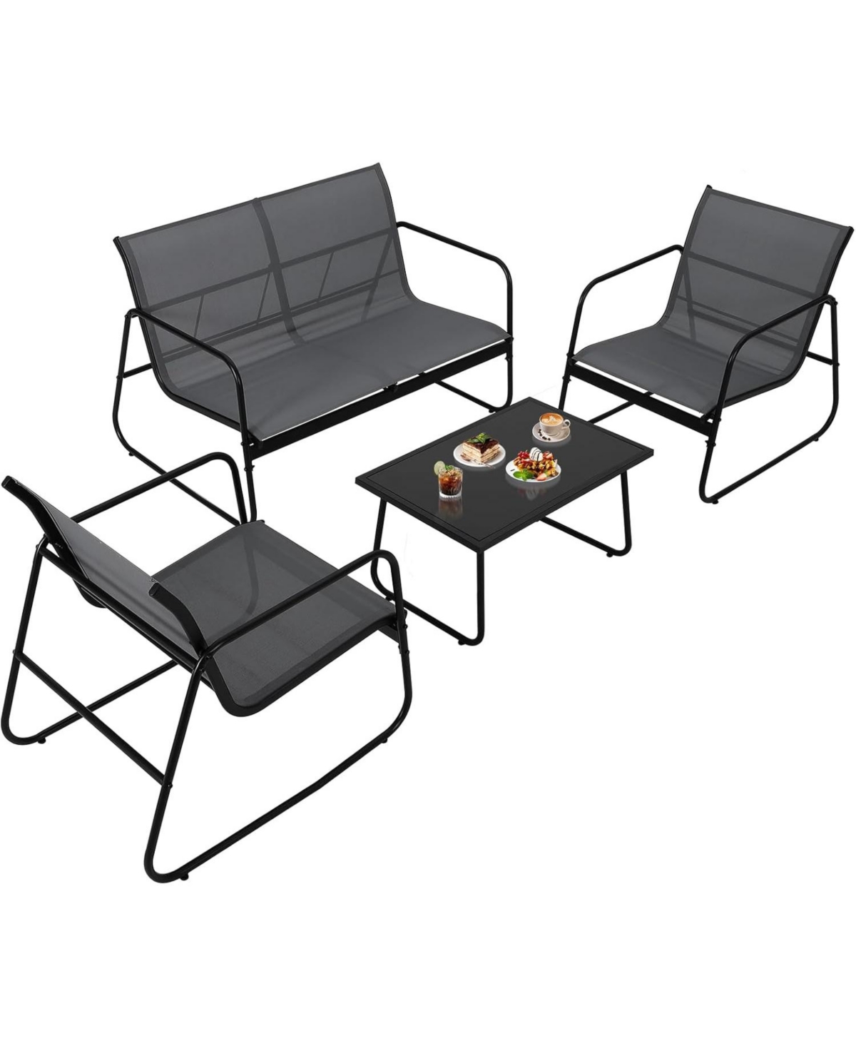 Click here for gaomon 4 Piece Patio Textilene Conversation Set wi... prices