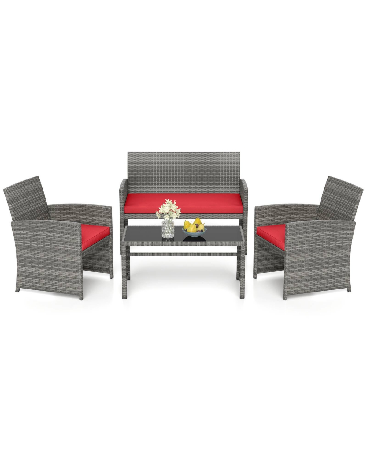Click here for Gymax 4 Piece Patio Furniture Set Outdoor Wicker C... prices
