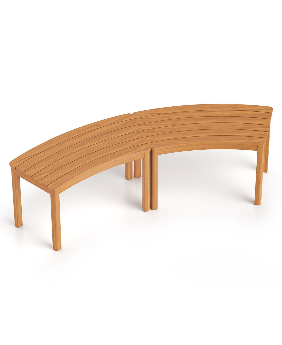 Click here for Gymax Outdoor Curved Acacia Wood Bench Set of 2 Pa... prices