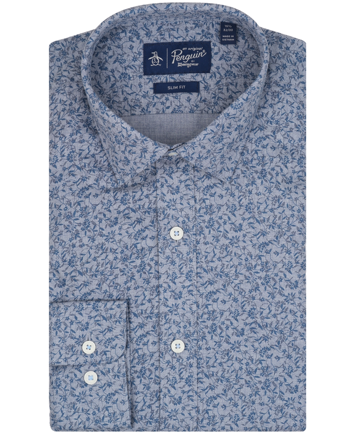 Click here for Pengiun Mens Emory Floral Print Dress Shirt - Blue prices