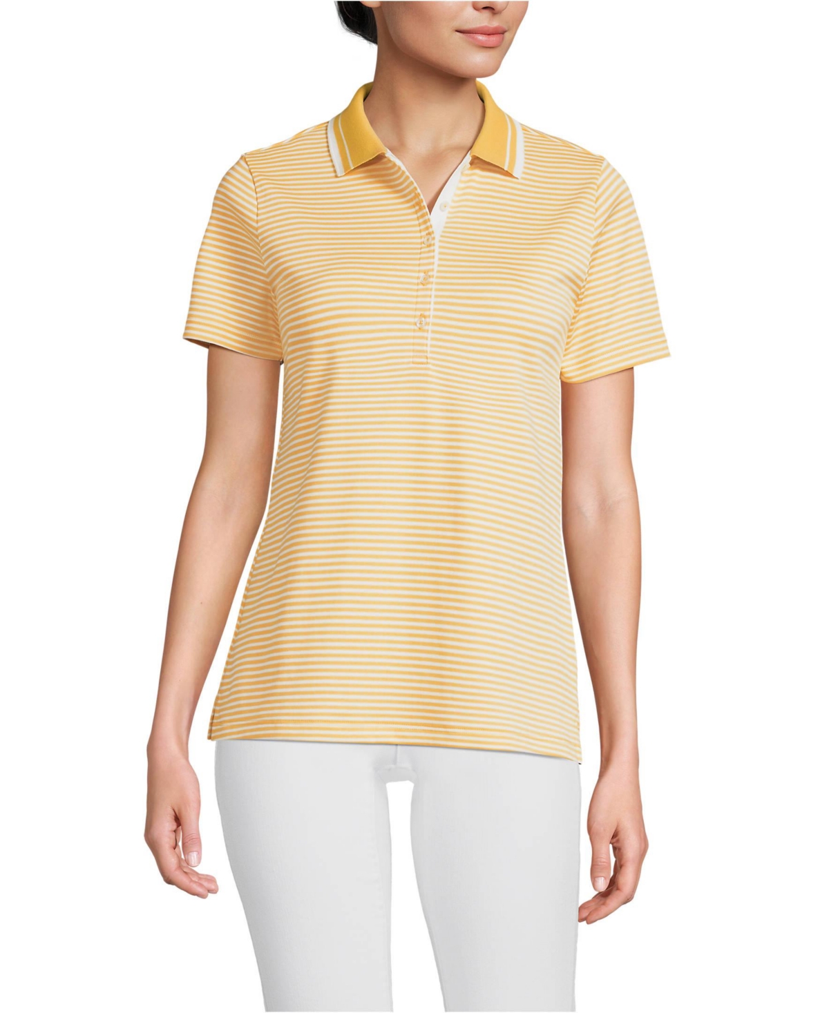Click here for Lands End Womens Supima Cotton Polo Shirt - Golden... prices