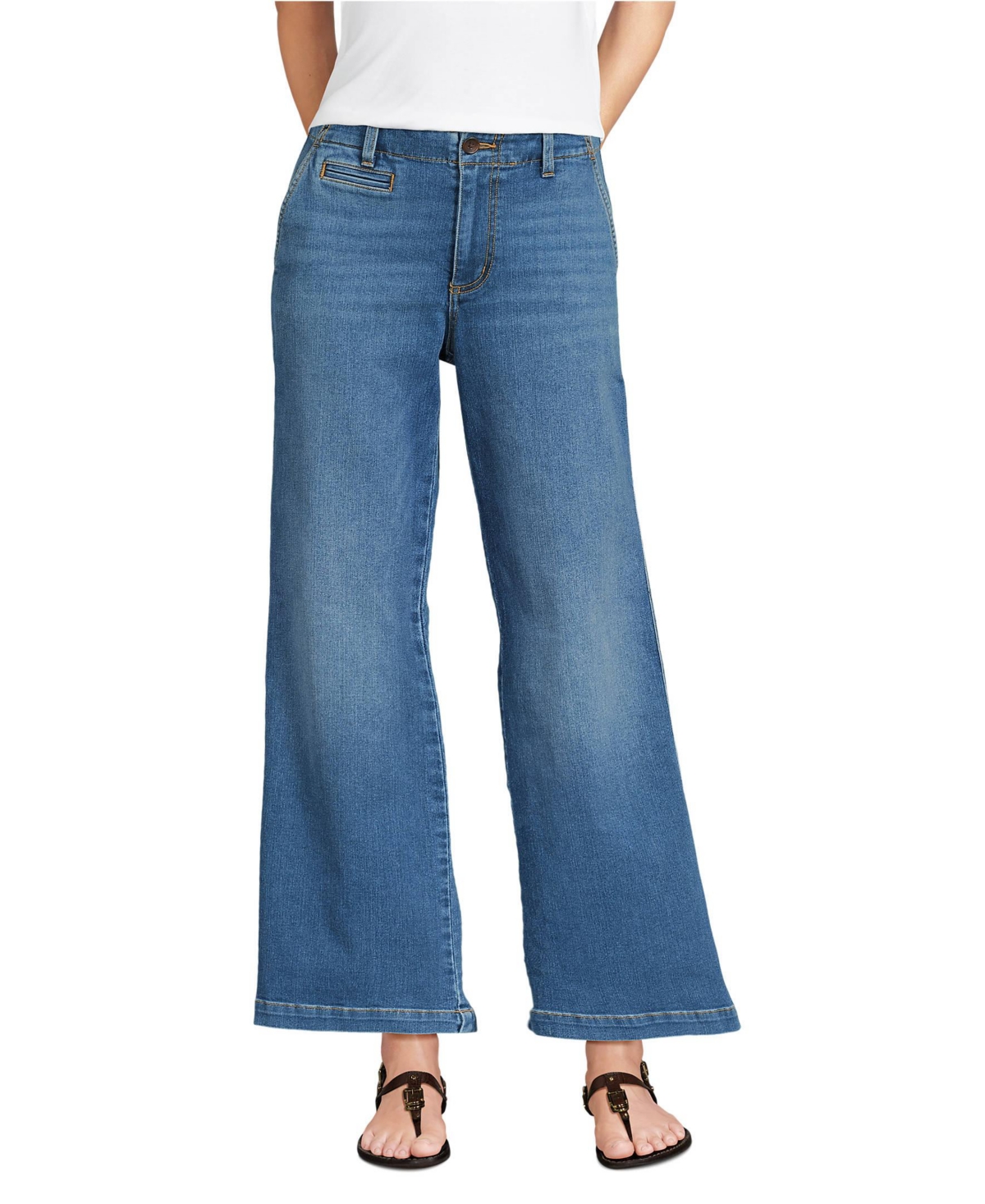 Click here for Lands End Petite Recover Denim Mid Rise Wide Leg A... prices
