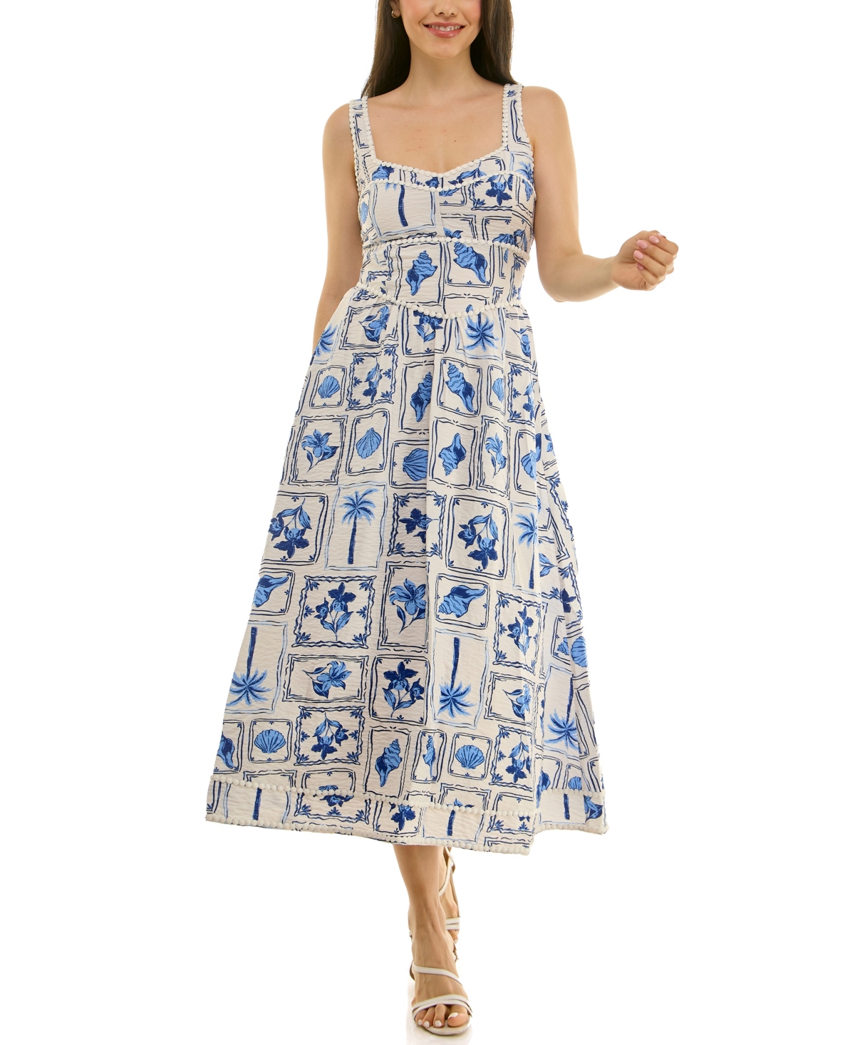 Click here for Planet Gold Womens V-Neck Printed Midi Dress  Crea... prices