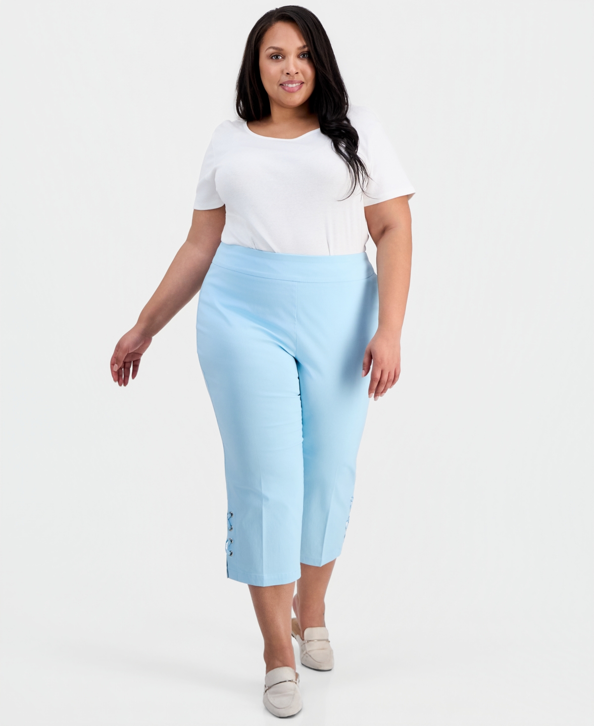 Click here for Jm Collection Plus Size Side Lace-Up Capri Pants... prices