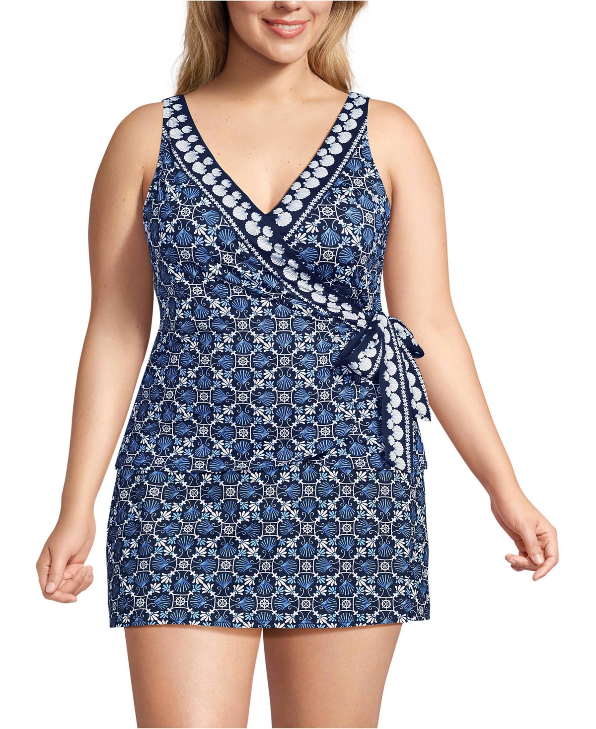 Click here for Lands End Womens Side Tie Tankini Top - Seashell g... prices