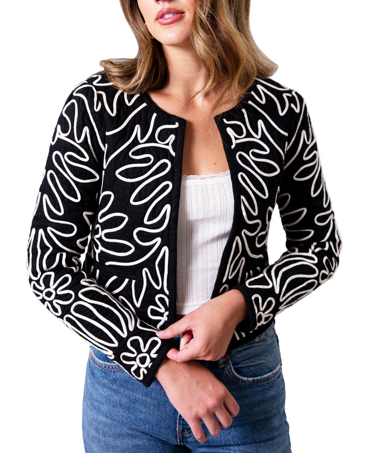 Click here for West Of Womens Margot Jacket - Black white prices