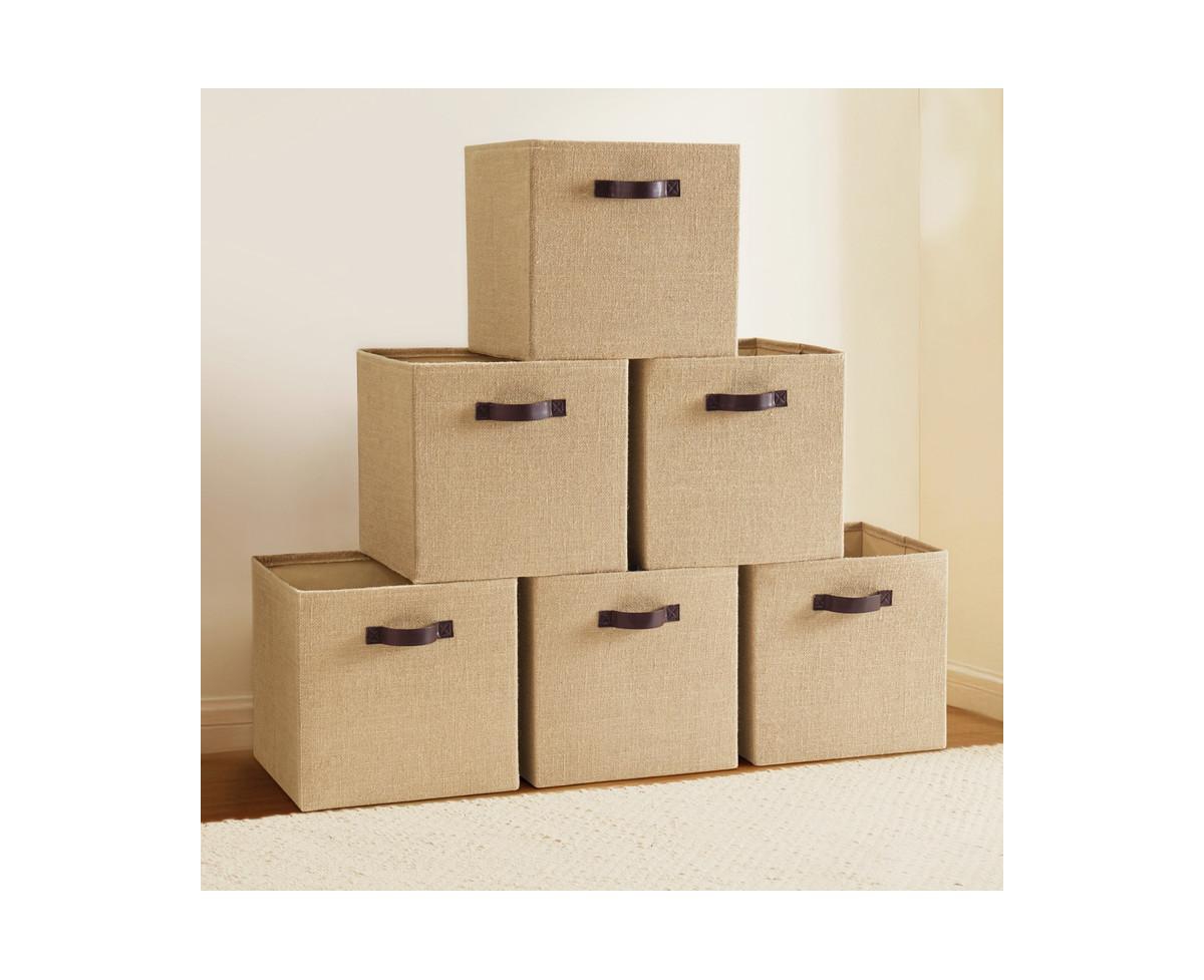Click here for Ornavo Home 6 Pack Jute Storage Cube Bin Shelf Bas... prices