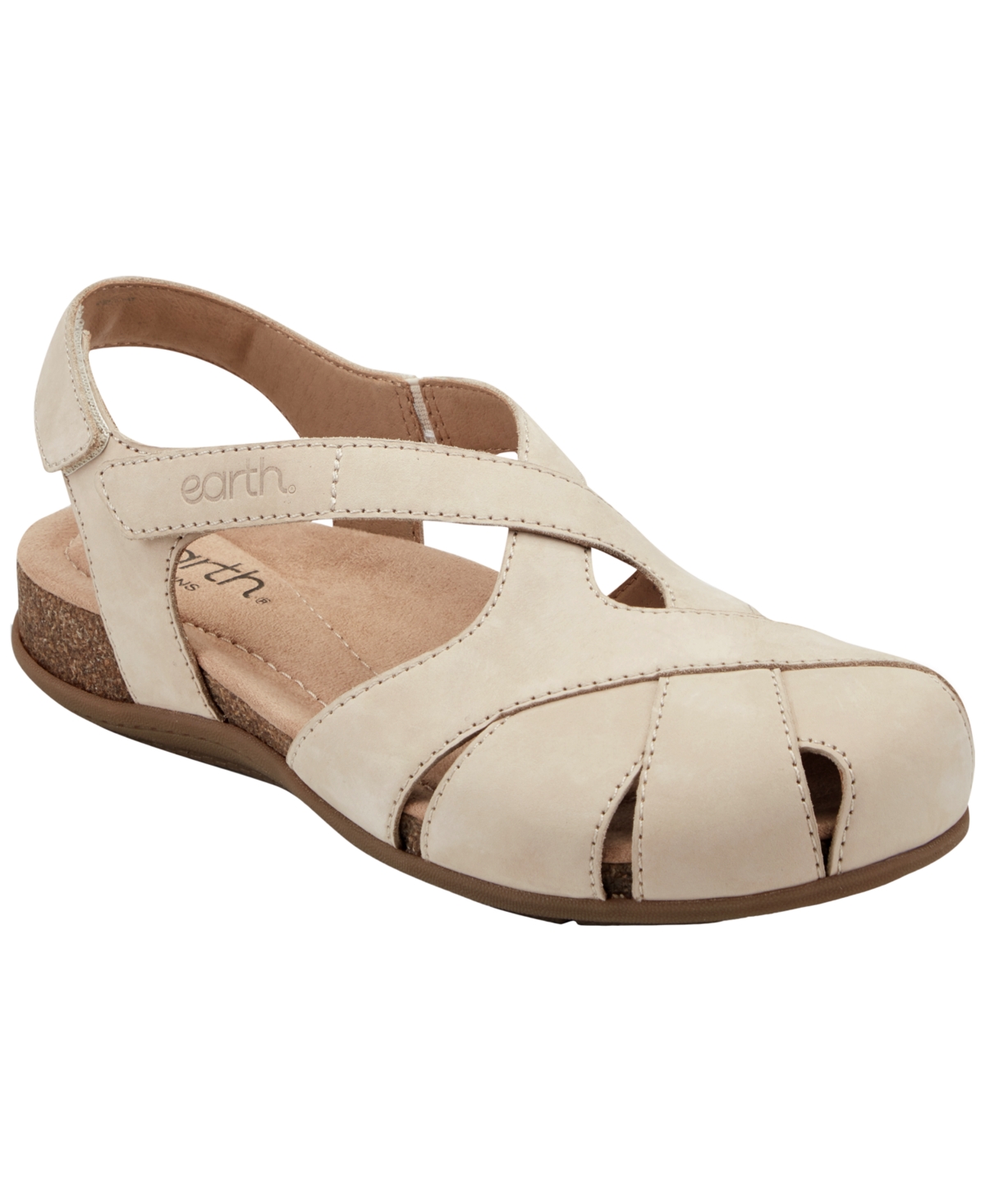 Click here for Earth Womens Brentia Leather Criss-Cross Flat Sand... prices