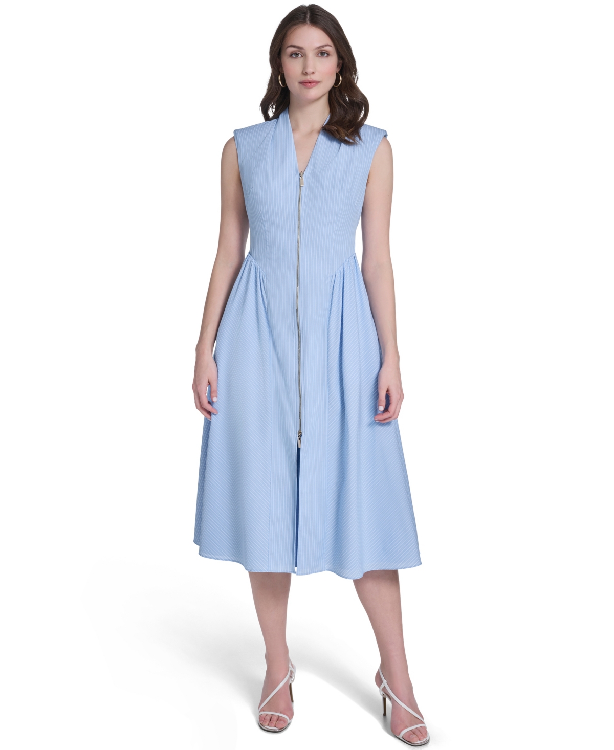 Click here for Vince Camuto Womens Striped V-Neck Midi Dress - Li... prices