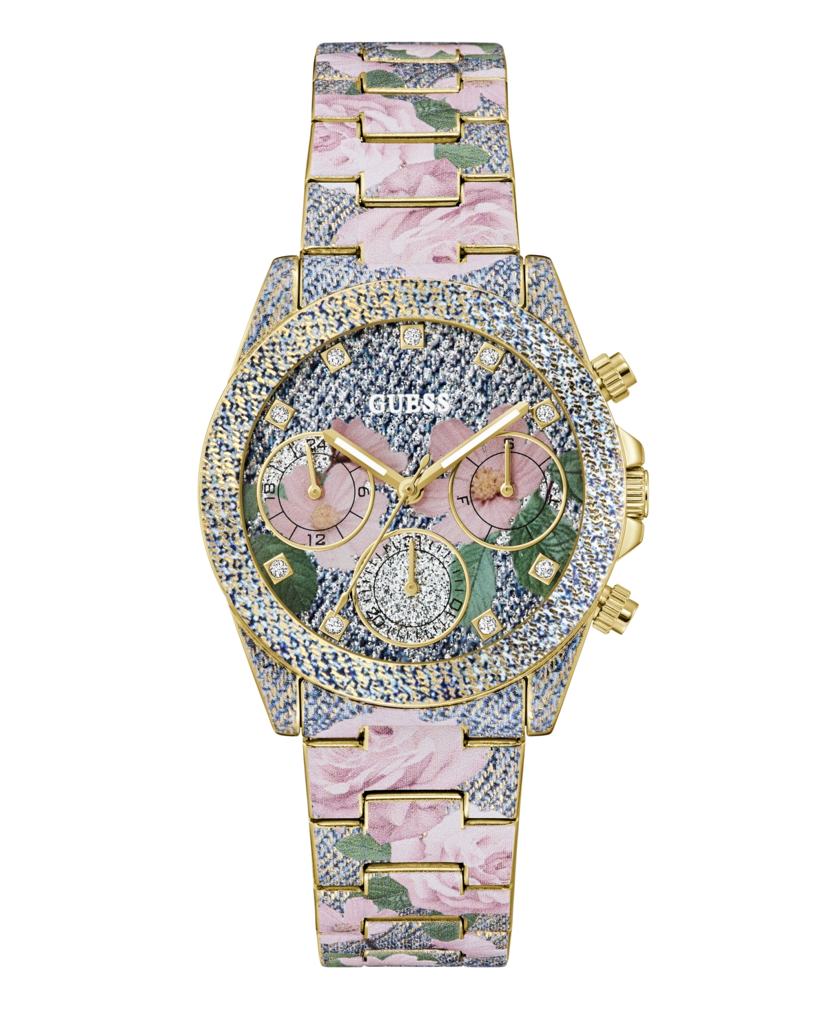 Click here for Guess Womens Floral Print Stainless Steel Multi-Fu... prices