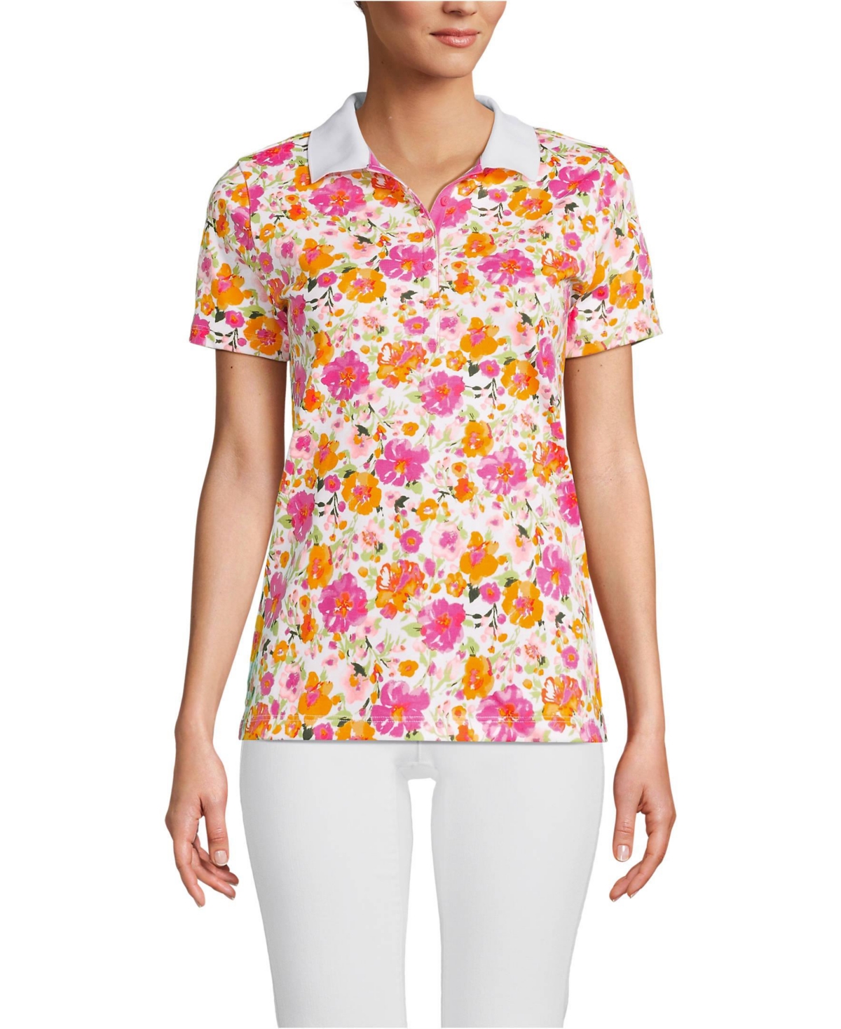 Click here for Lands End Womens Supima Cotton Polo Shirt - White... prices