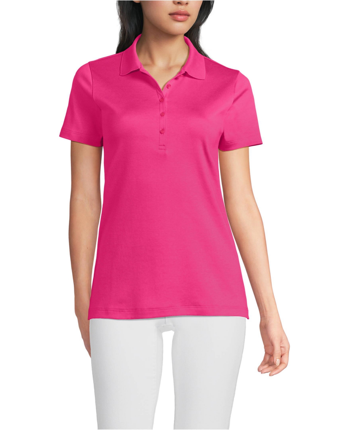 Click here for Lands End Womens Supima Cotton Polo Shirt - Cherry... prices