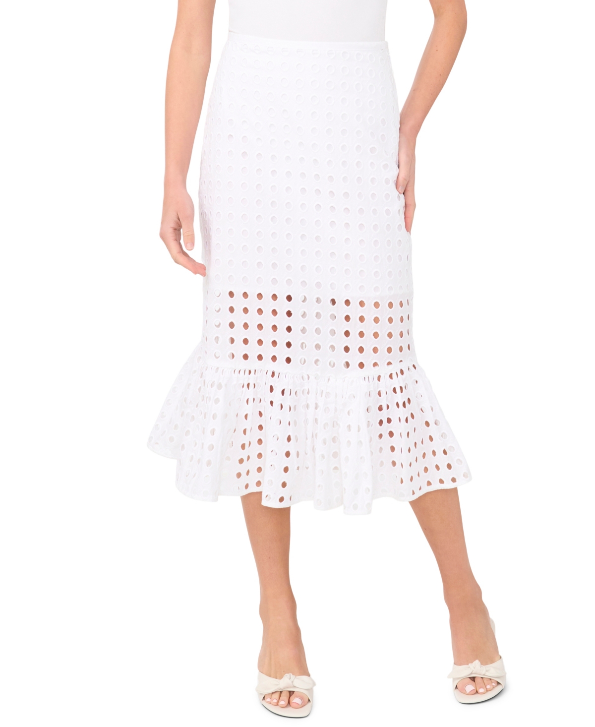 Click here for CeCe Womens Ruffle Tiered Midi Skirt - Ultra White prices
