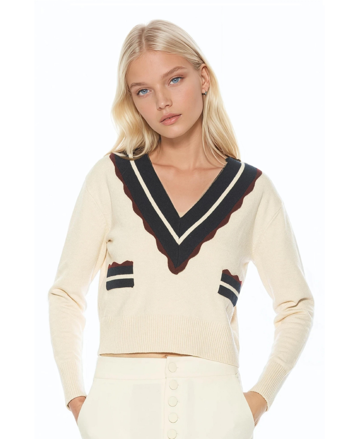 Click here for Alexia Admor Womens Arden Deep V Contrast Trim Car... prices