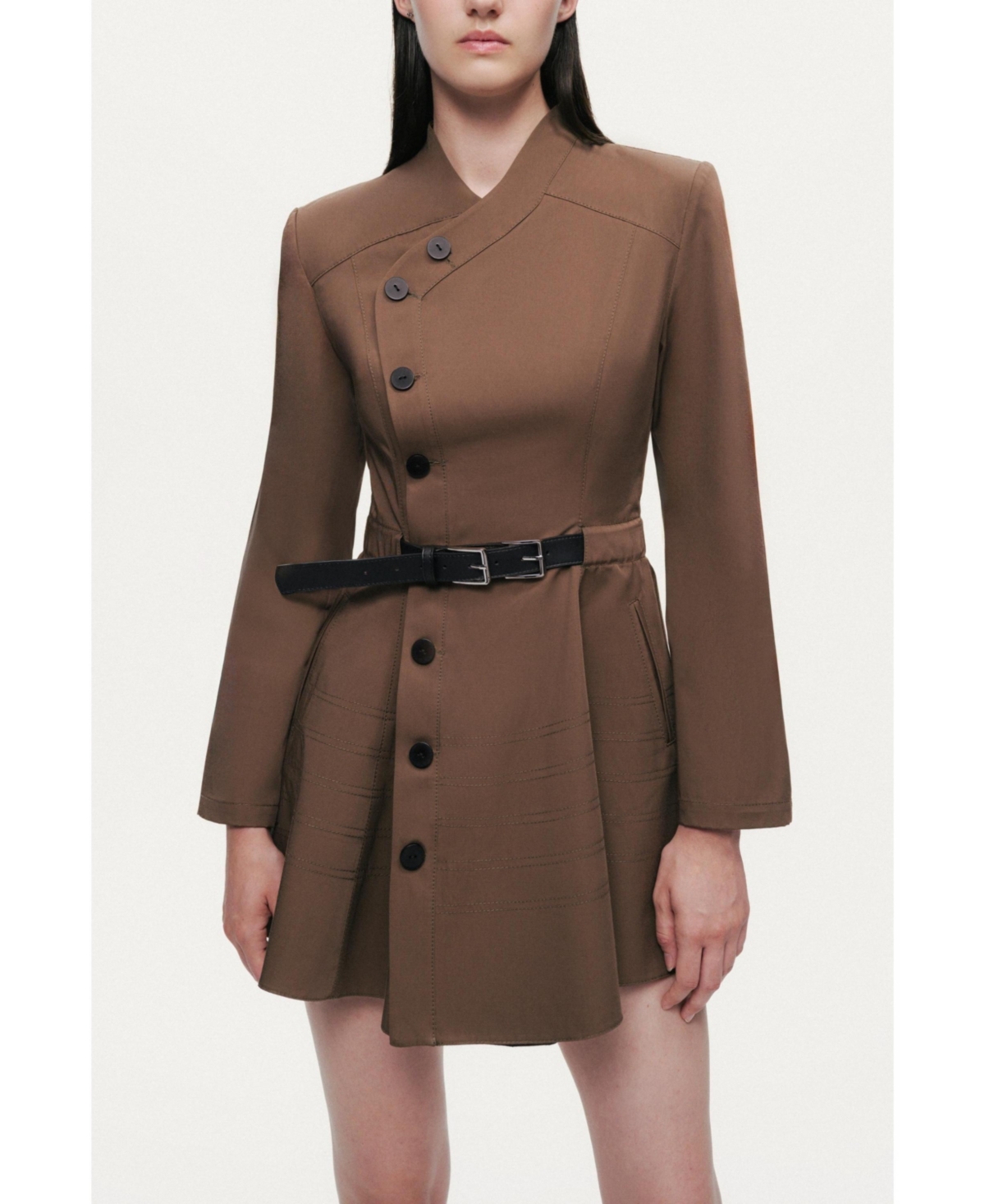 Click here for Nocturne Womens Asymmetric Belted Mini Shirt Dress... prices