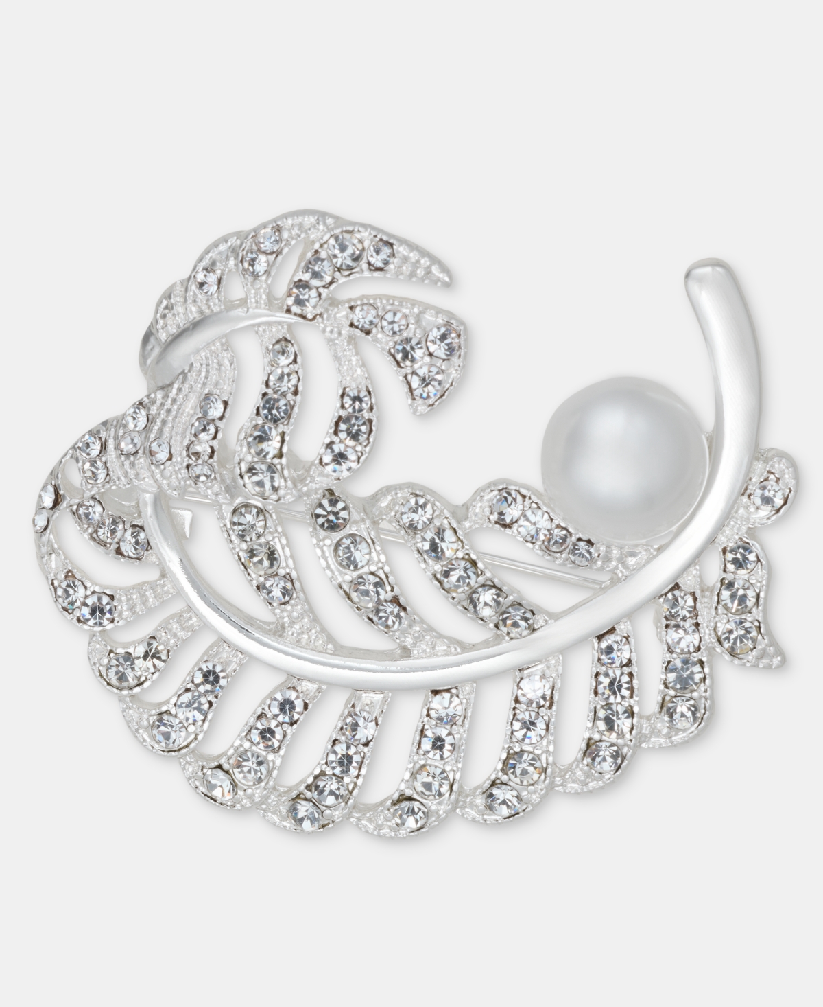Click here for Anne Klein Crystal & Imitation Pearl Leaf Pin - Wh... prices