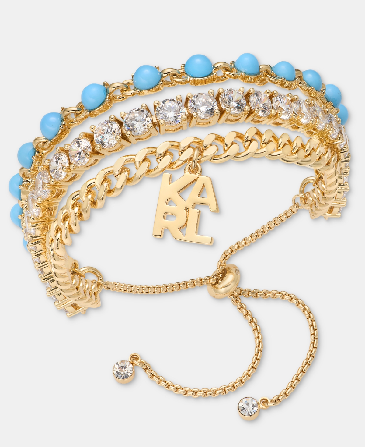 Click here for Karl Lagerfeld Paris Gold-Tone Turquoise Three-Row... prices