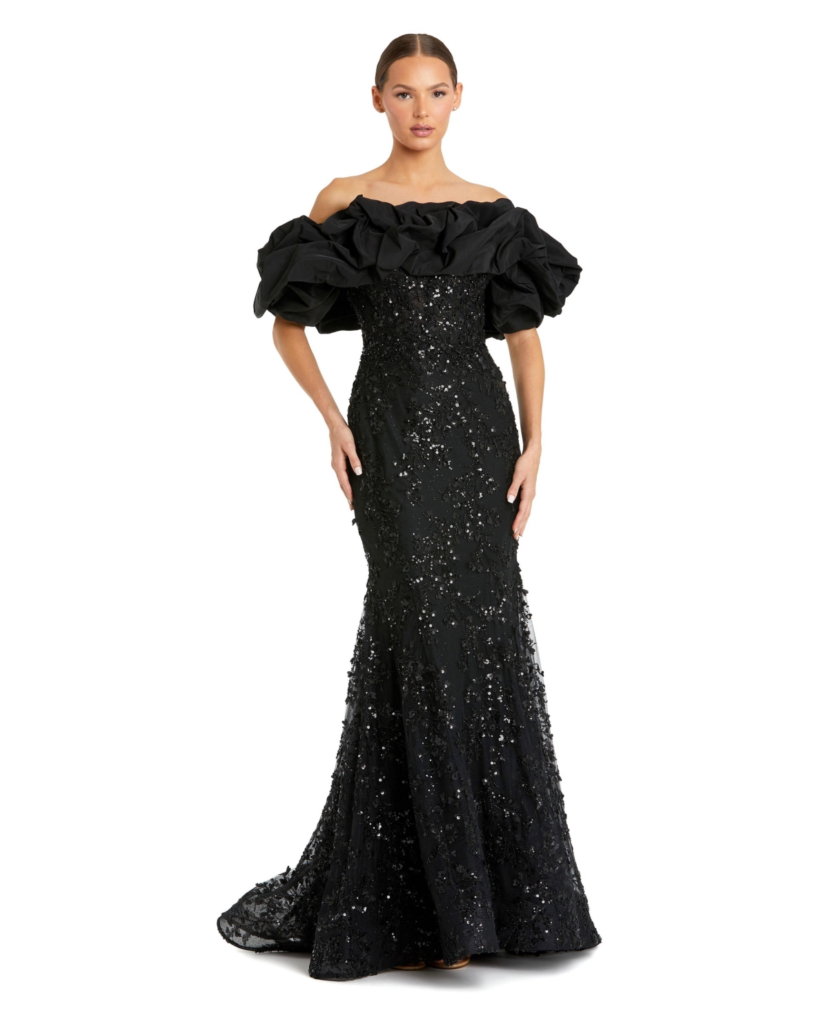 Click here for Mac Duggal Womens Applique Off The Shoulder Mermai... prices