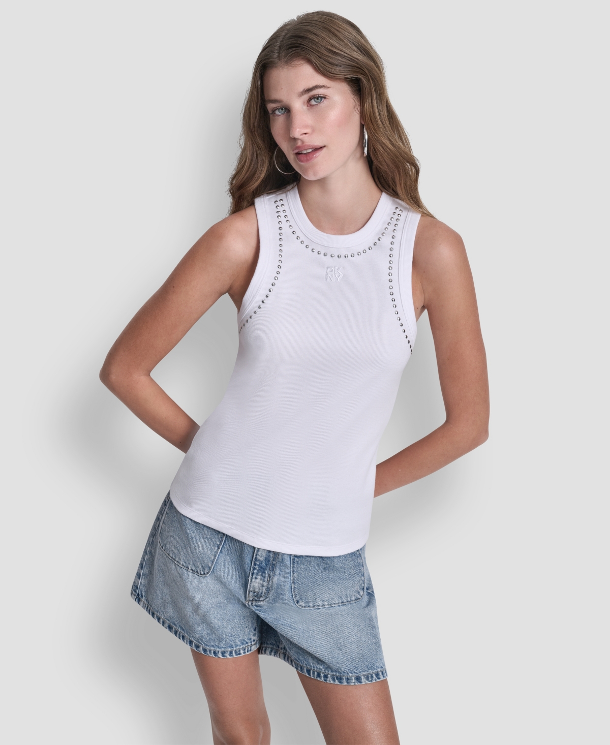Click here for Dkny Jeans Womens Crewneck Tank Top - White prices